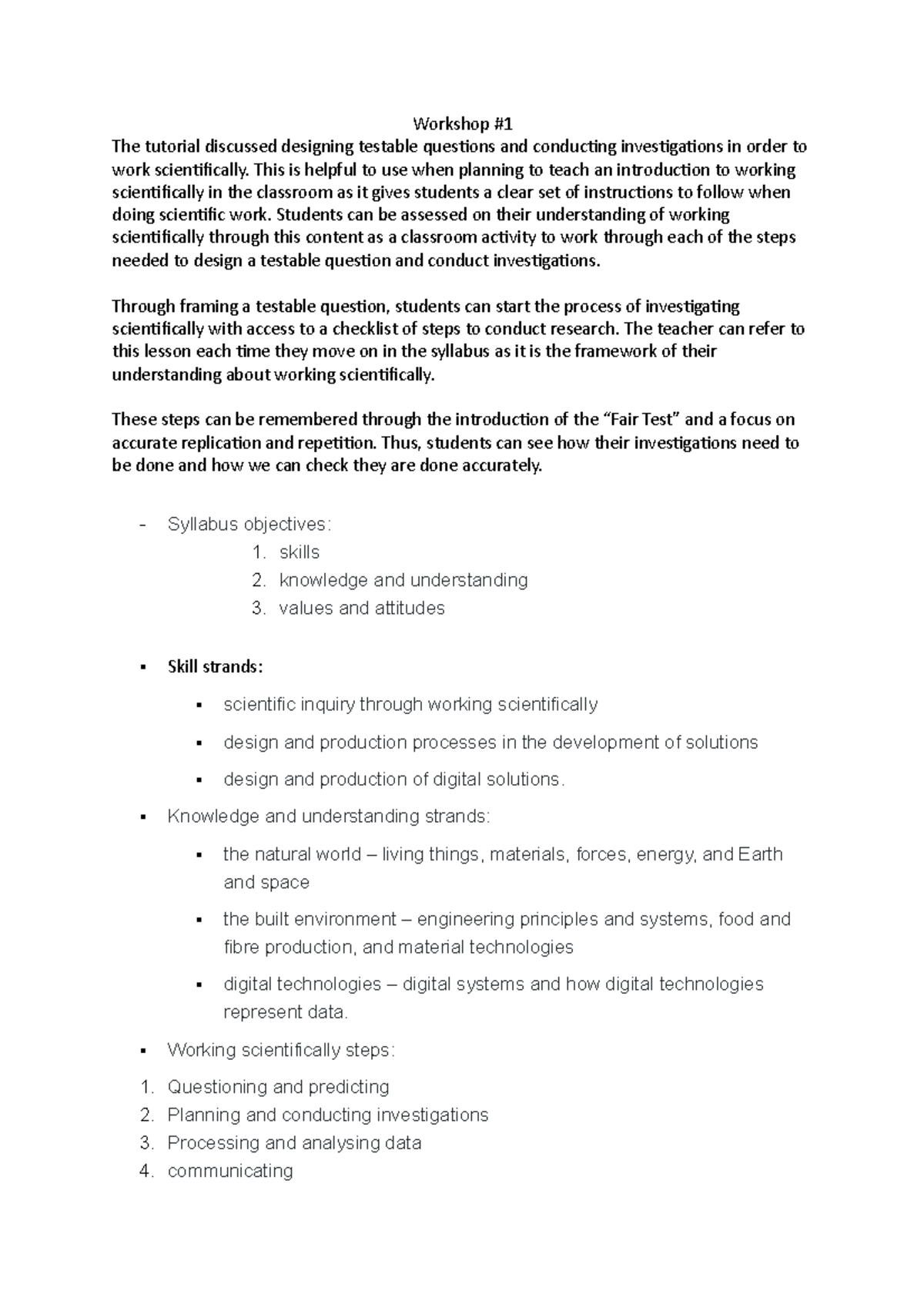 2110 Workshop Summaries - Workshop # The tutorial discussed designing ...