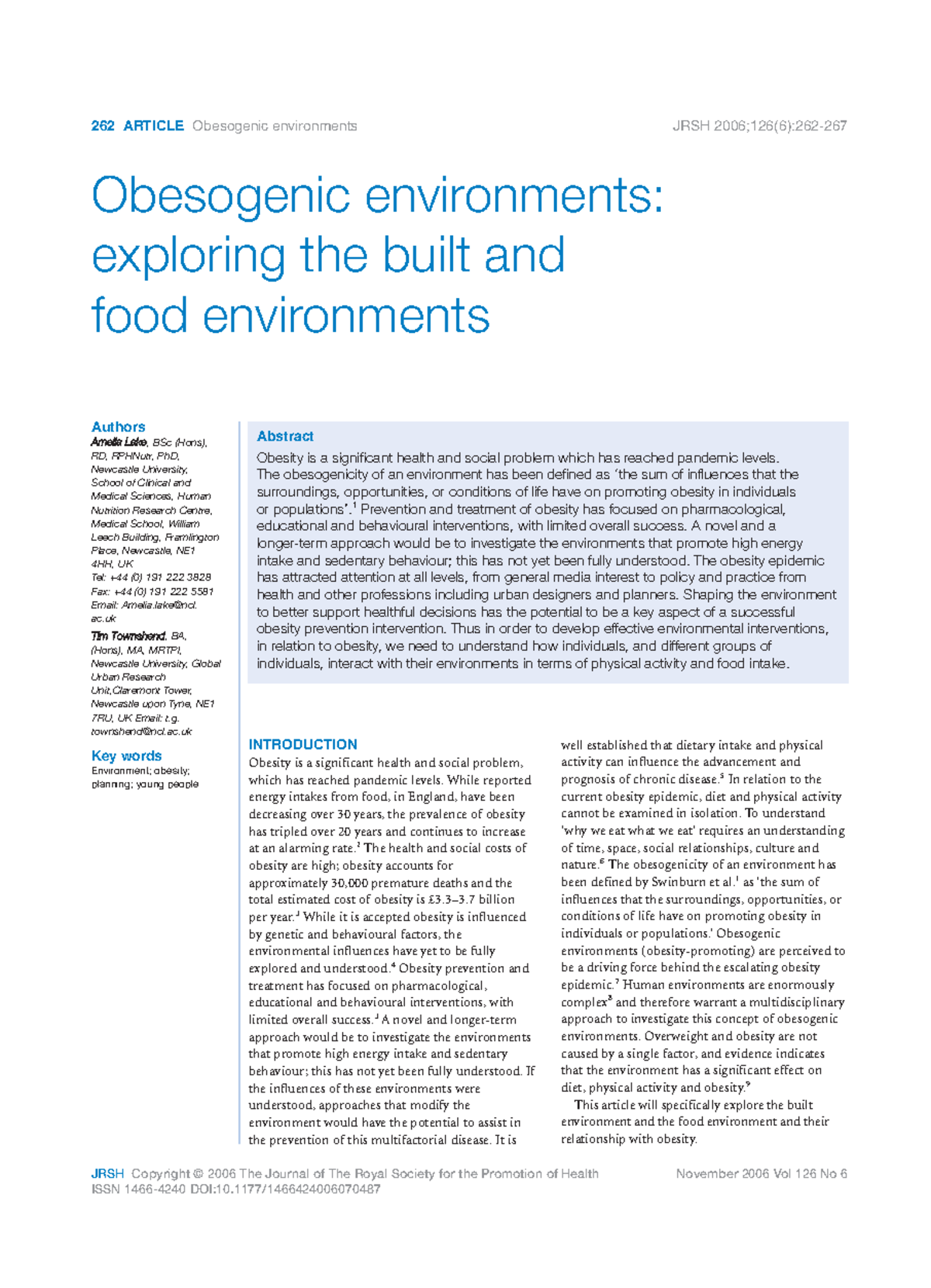 Obesogenic environment Lake - Obesogenic environments: exploring the ...