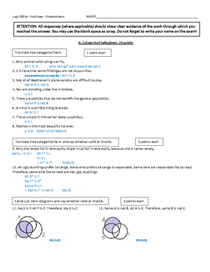 Symbolic Logic Take-Home Assignment - PHIL 2001 B, Intro to Logic, Take ...