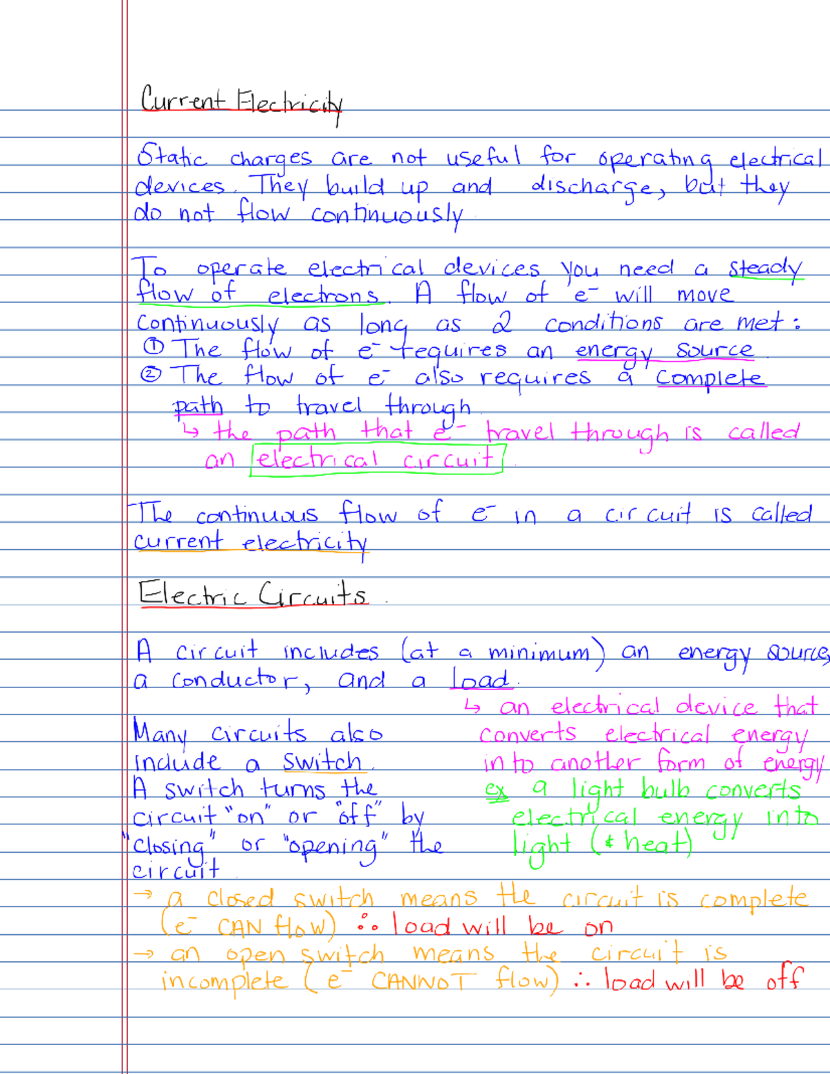 Intro to Current Electricity (Notes) - Studocu