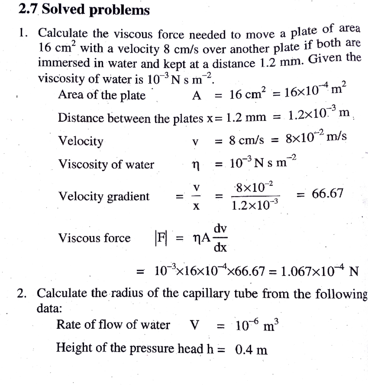 Solved problems on viscosity - 2 Solved problems 1. Calculate the ...