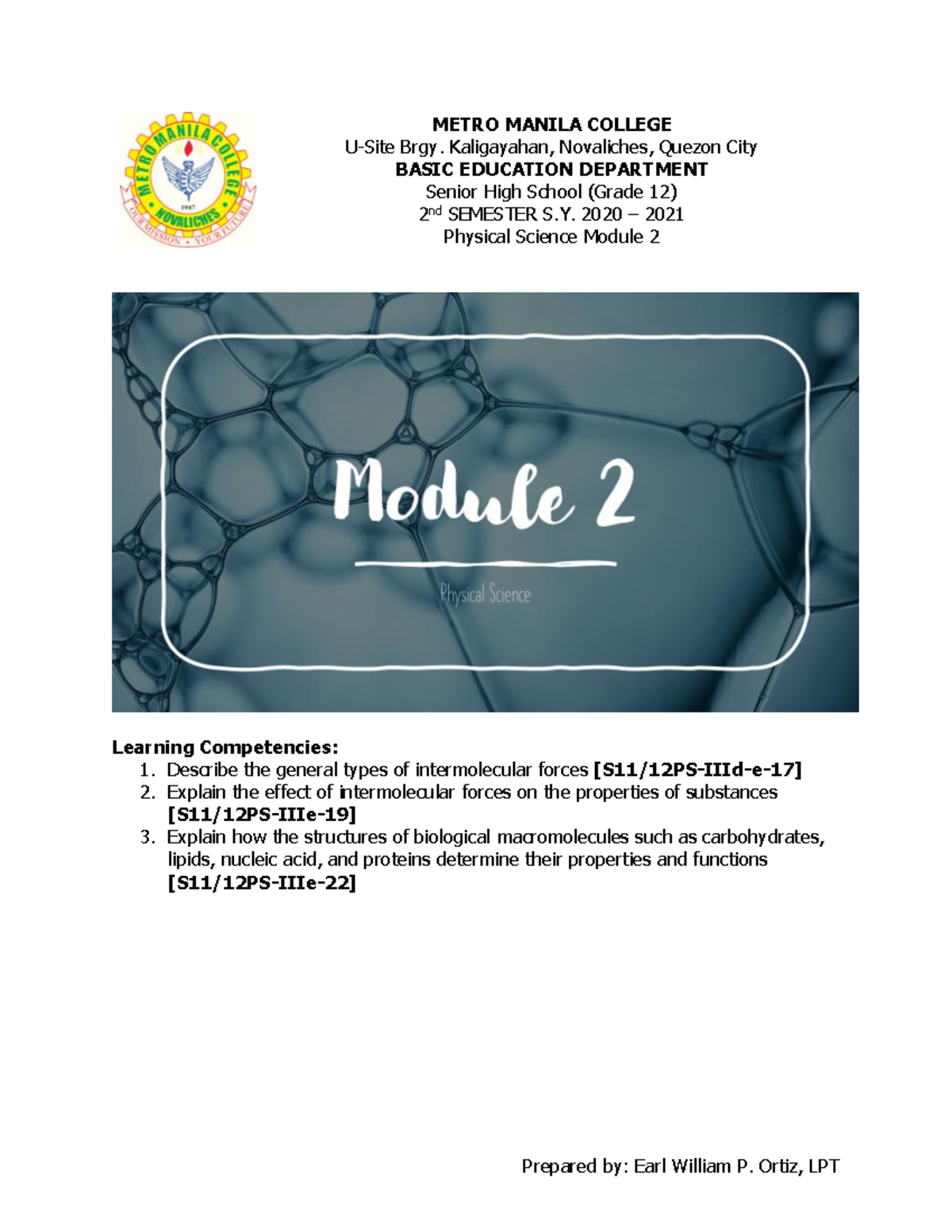 9bubywou 0 Module-2-Physical-Science - Prepared by: Earl William P ...