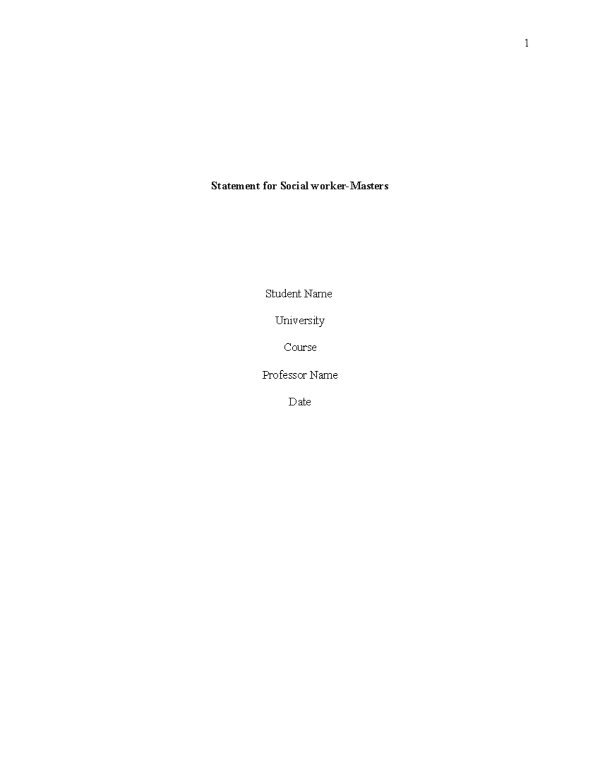 Statement for Social worker-Masters - Statement for Social worker ...
