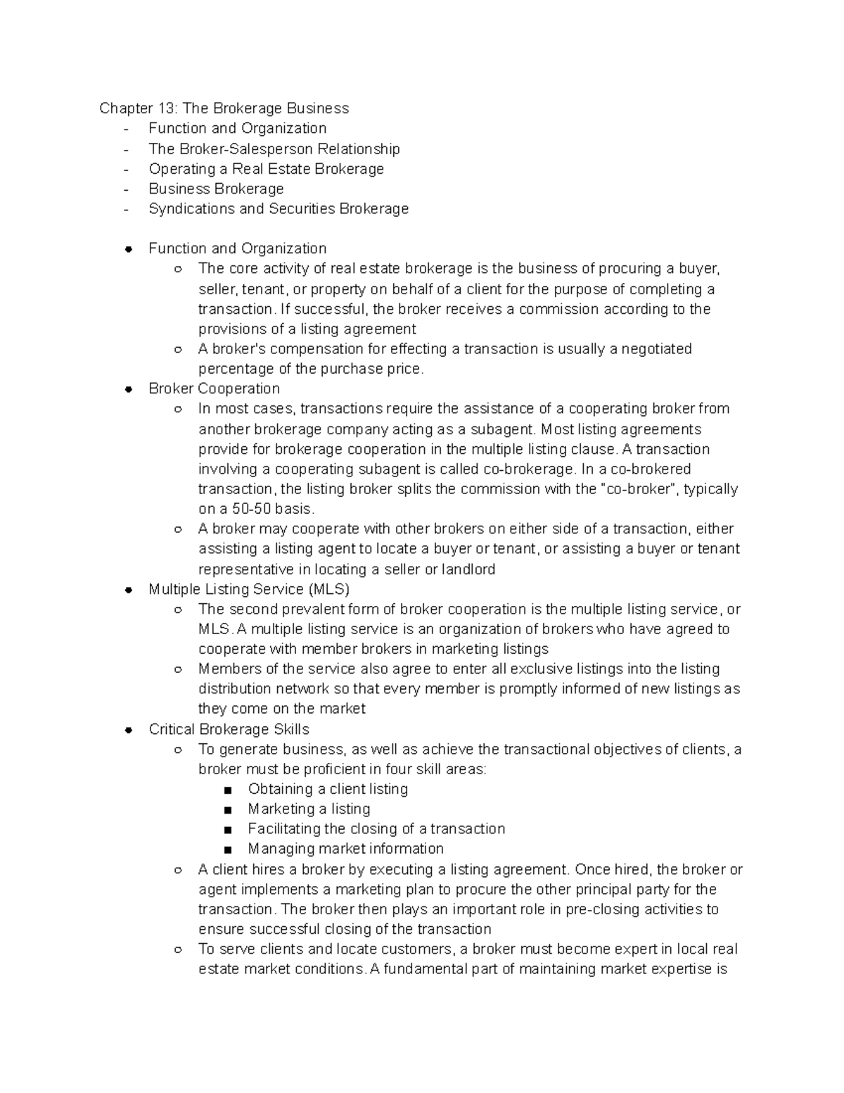 Chapter 13 The Brokerage Business - Chapter 13: The Brokerage Business ...