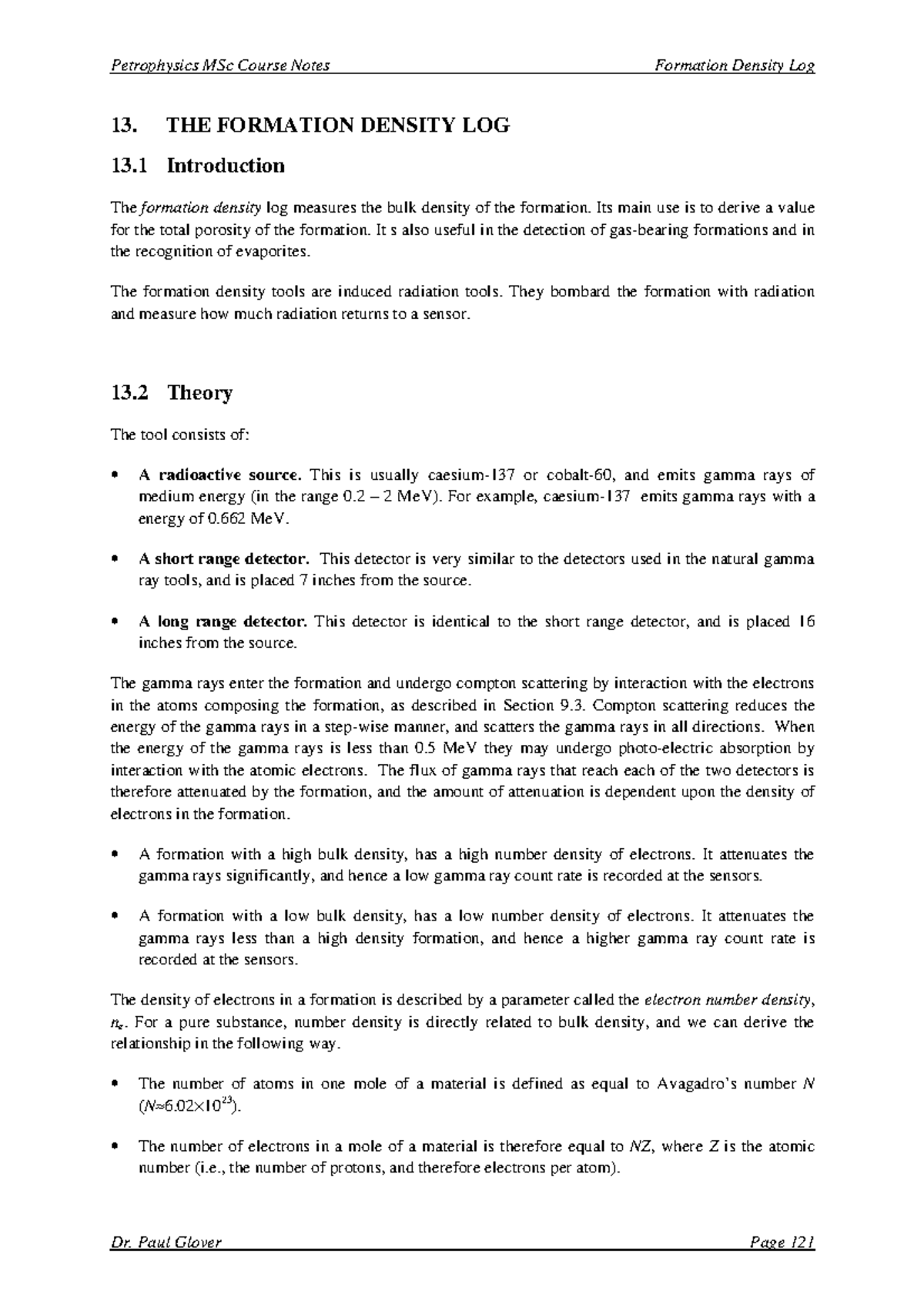 10 Density logging -II - lecture notes - 13. THE FORMATION DENSITY LOG ...