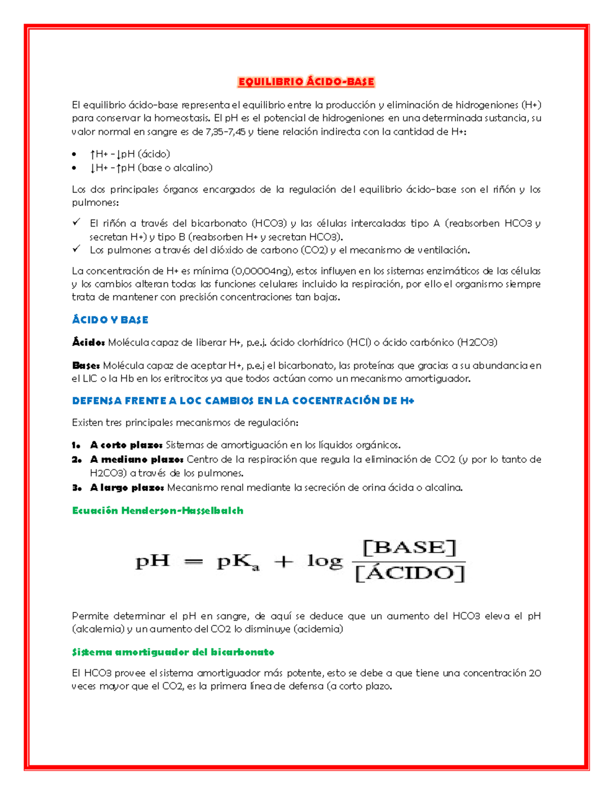 3.1 Equilibrio ÁCIDO-BASE - EQUILIBRIO ÁCIDO-BASE El equilibrio ácido ...