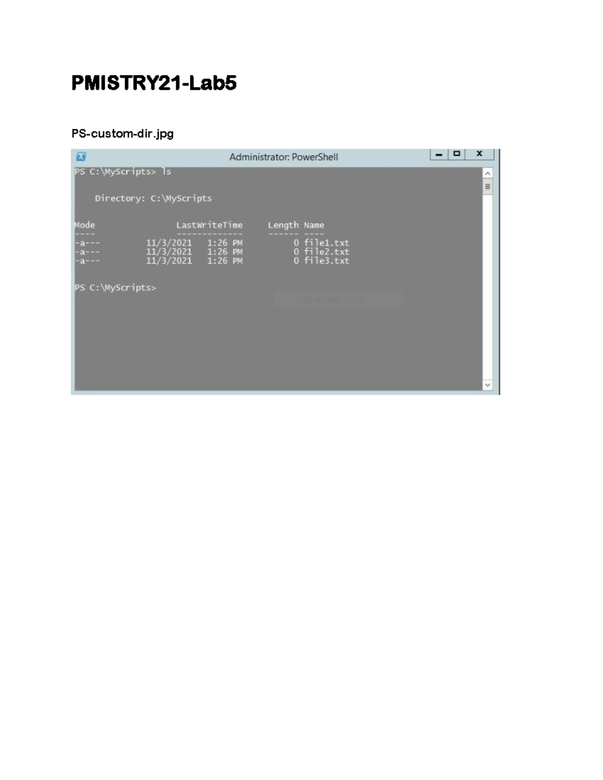 Pmistry 21-Lab5 - MST100 - Mst100 - PMISTRY2 1 - Lab PS-custom-dir PS-gethelp PS-alias PS ...