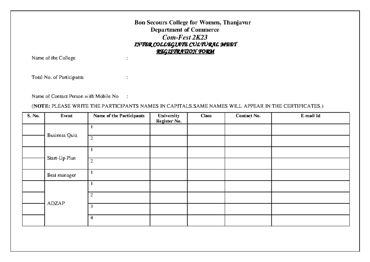 3. Reg. Form - Book - Bon Secours College for Women, Thanjavur ...