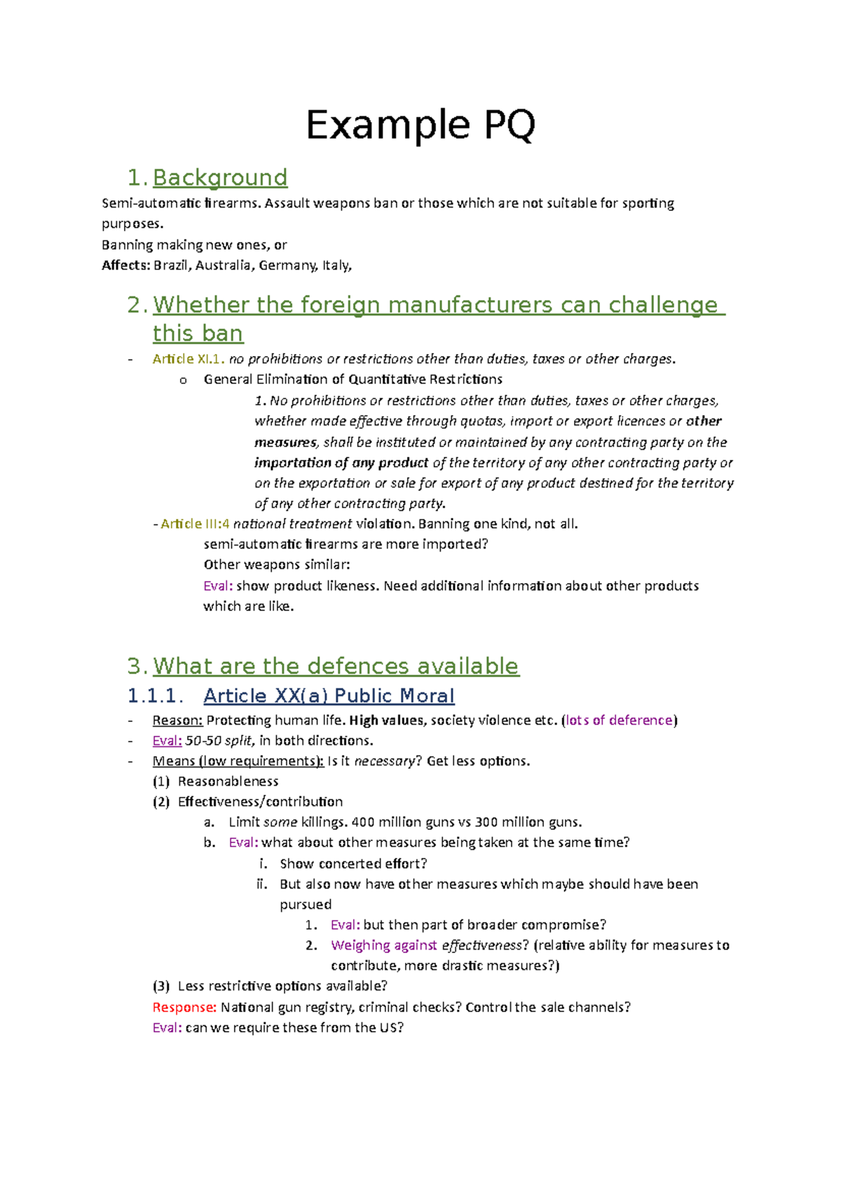 Example PQ - a practice problem question - Example PQ 1 Semi-automatic ...