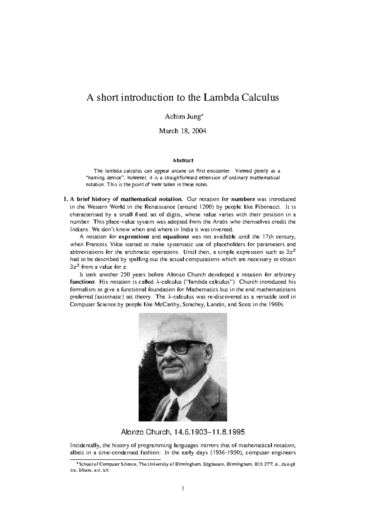 concept about Lambda-calculus - A short introduction to the Lambda ...