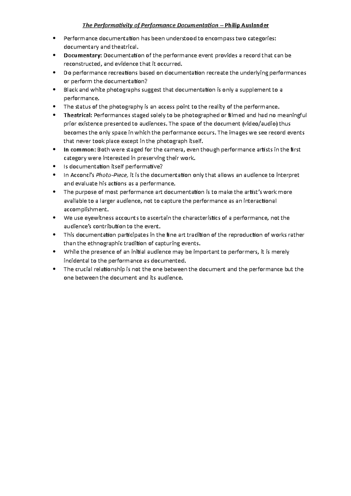 The Performativity of Performance Documentation - Documentary ...