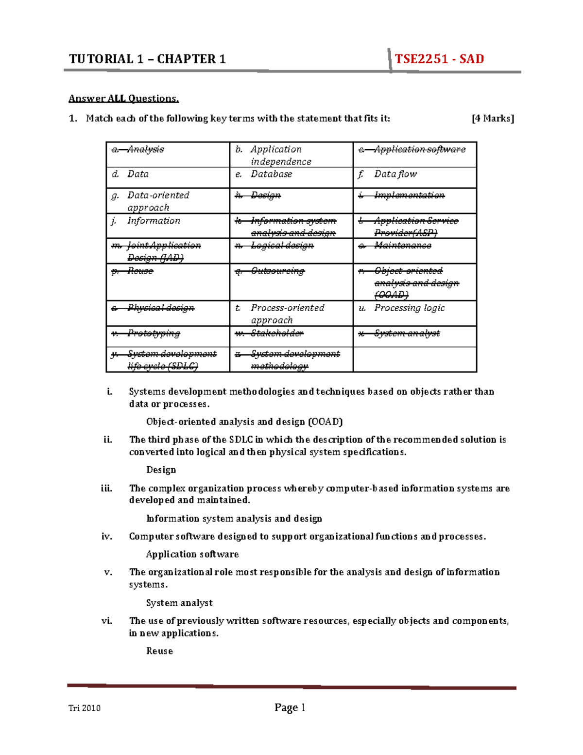 Tuto 1 Ans - Tutorial 1 Answer - Tri 2010 Page 1 TUTORIAL 1 – CHAPTER 1 ...