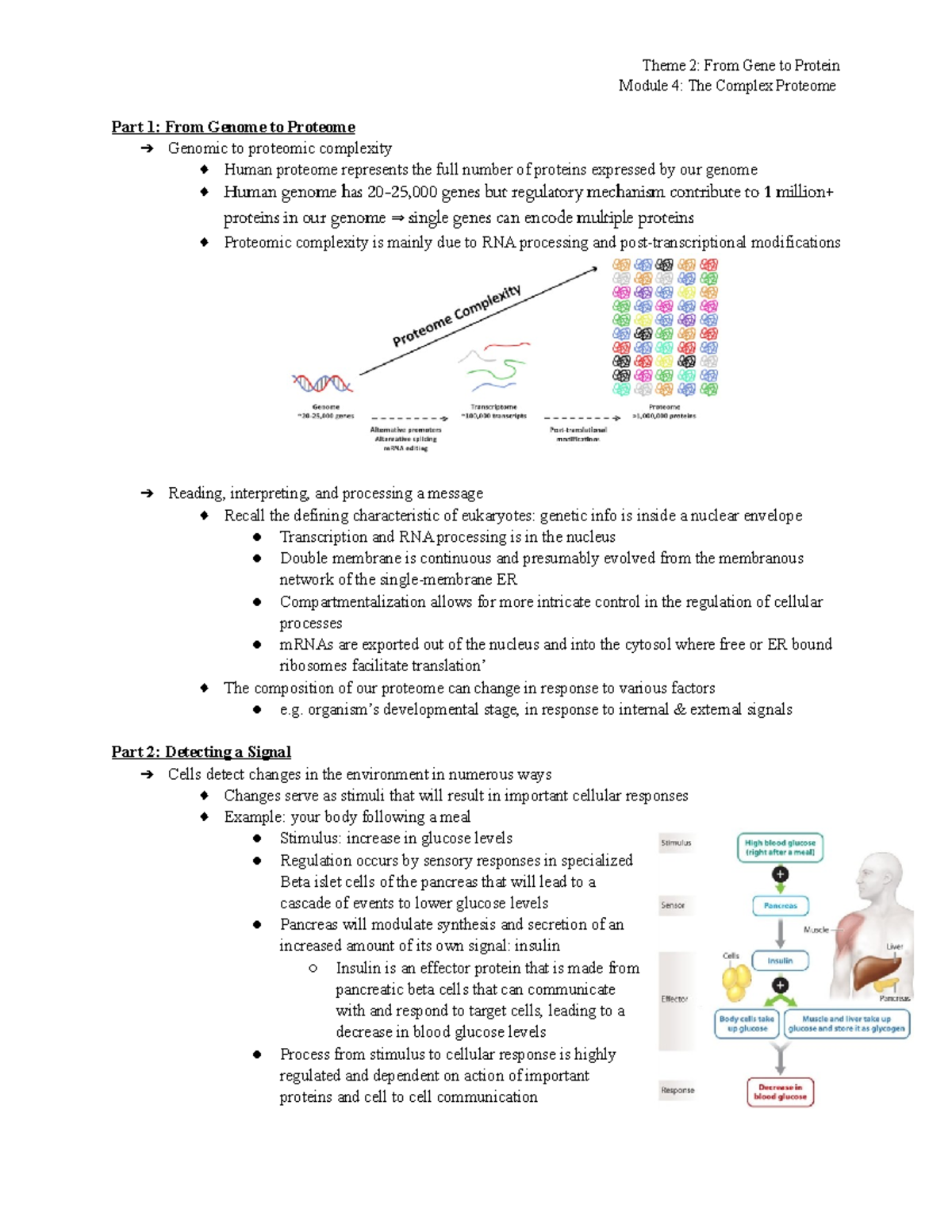 Theme 2, Module 4 - Notes - Module 4: The Complex Proteome Part 1: From ...