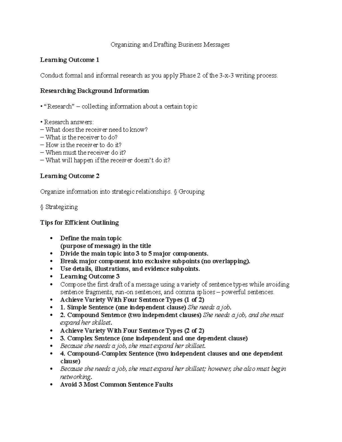 Business communications chapter 2 - Organizing and Drafting Business ...