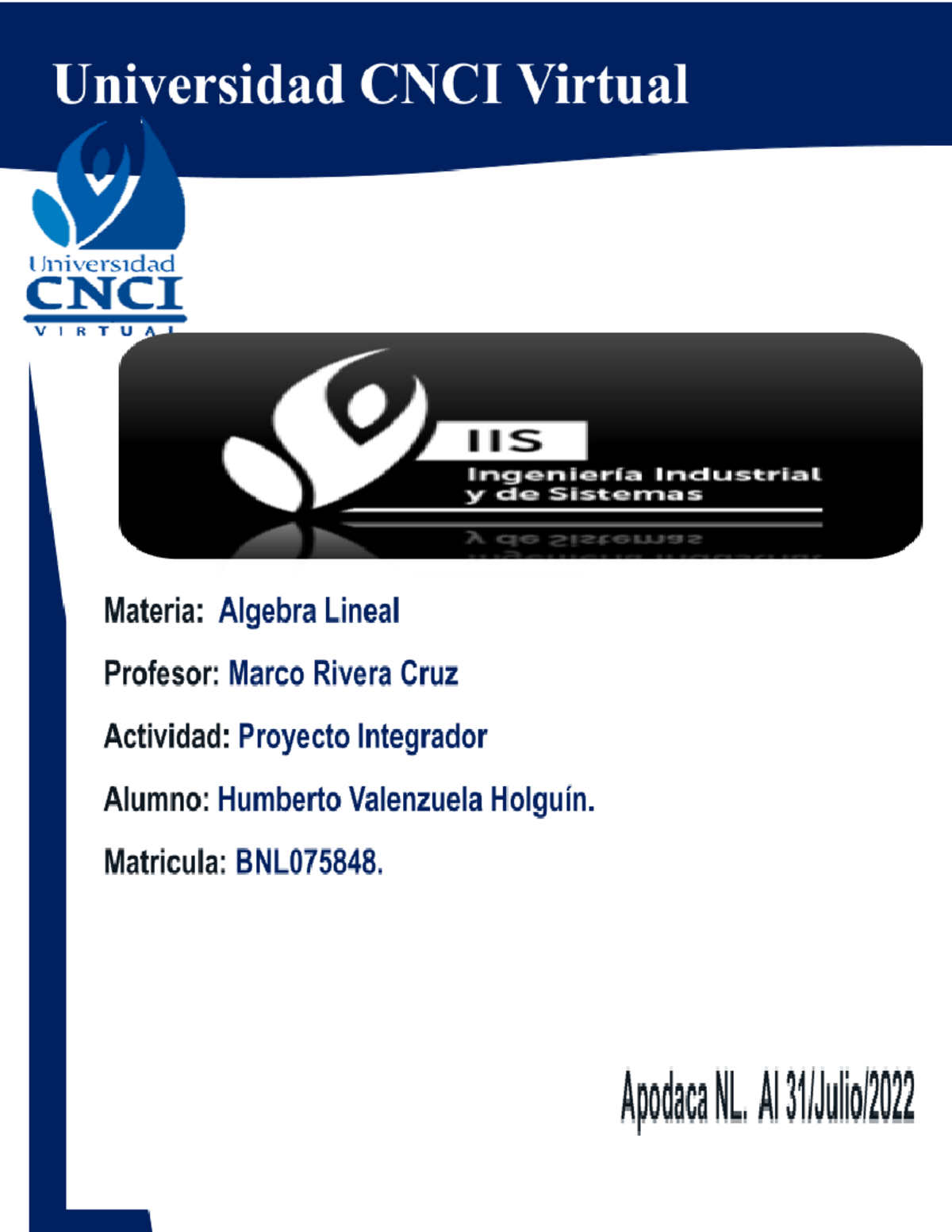 Proyecto Integrador Algebra Lineal - a Desarrollo ¿Qué es la ...
