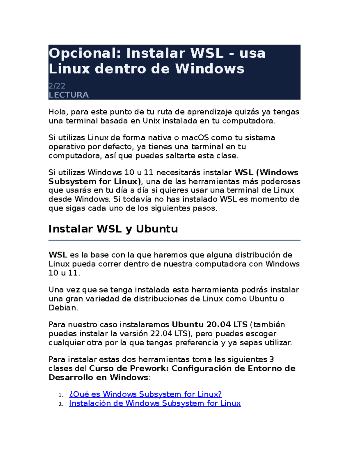 2. Opcional - Instalar WSL - usa Linux dentro de Windows - Opcional ...