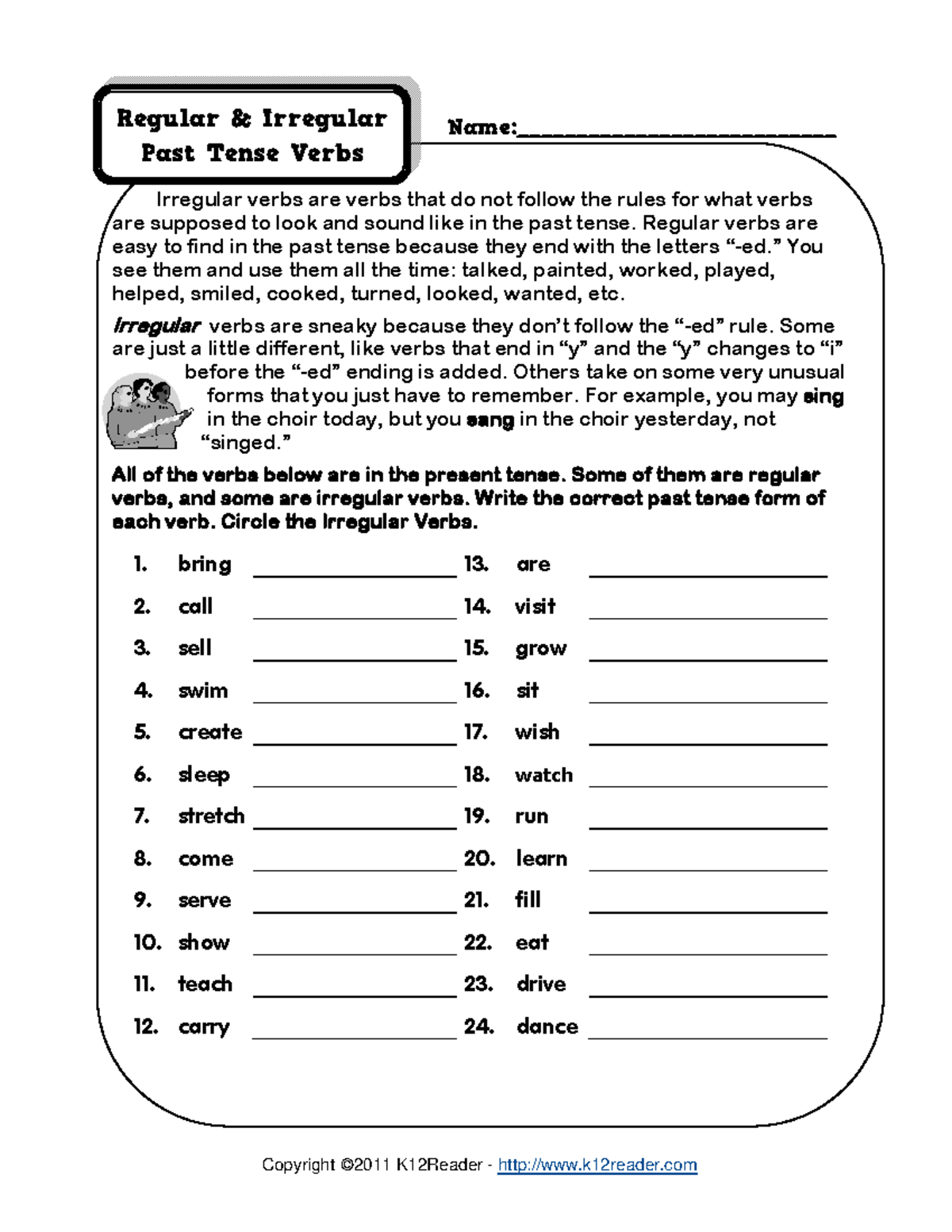 347665274 regular and irregular verbs pdf - Copyright ©2011 K12Reader ...