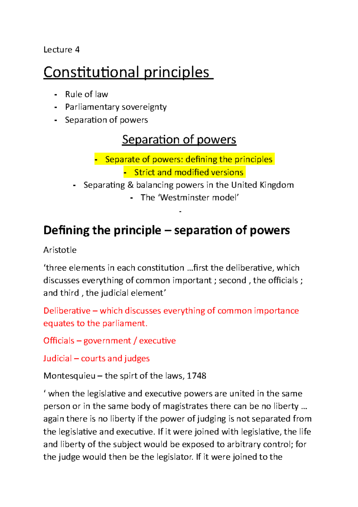 Separation of powers - constitutional and administrative law - Lecture ...