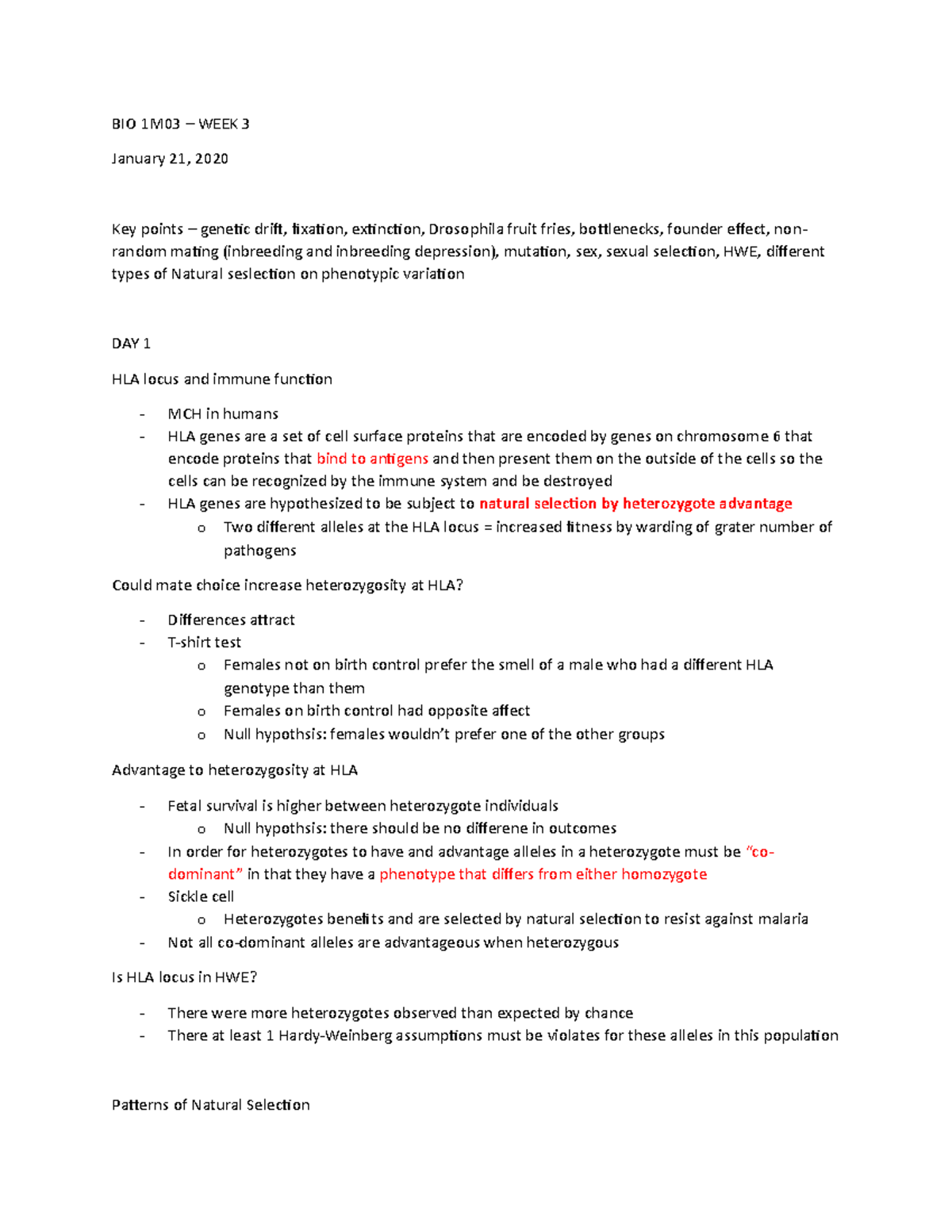 BIO 1M03 - WEEK 3 - BIO 1M03 – WEEK 3 January 21, 2020 Key points ...