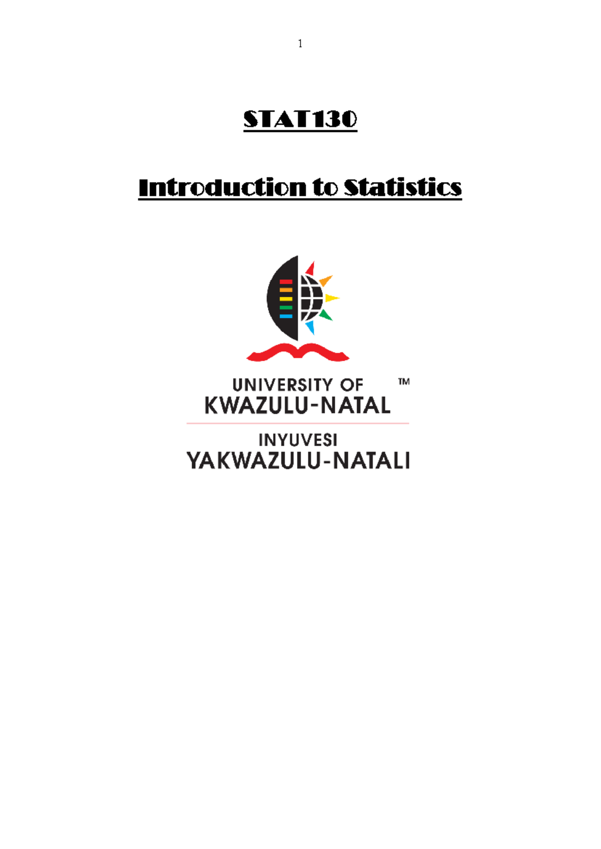 Stat130 Module Notes - STAT Introduction to Statistics Chapter 1 ...