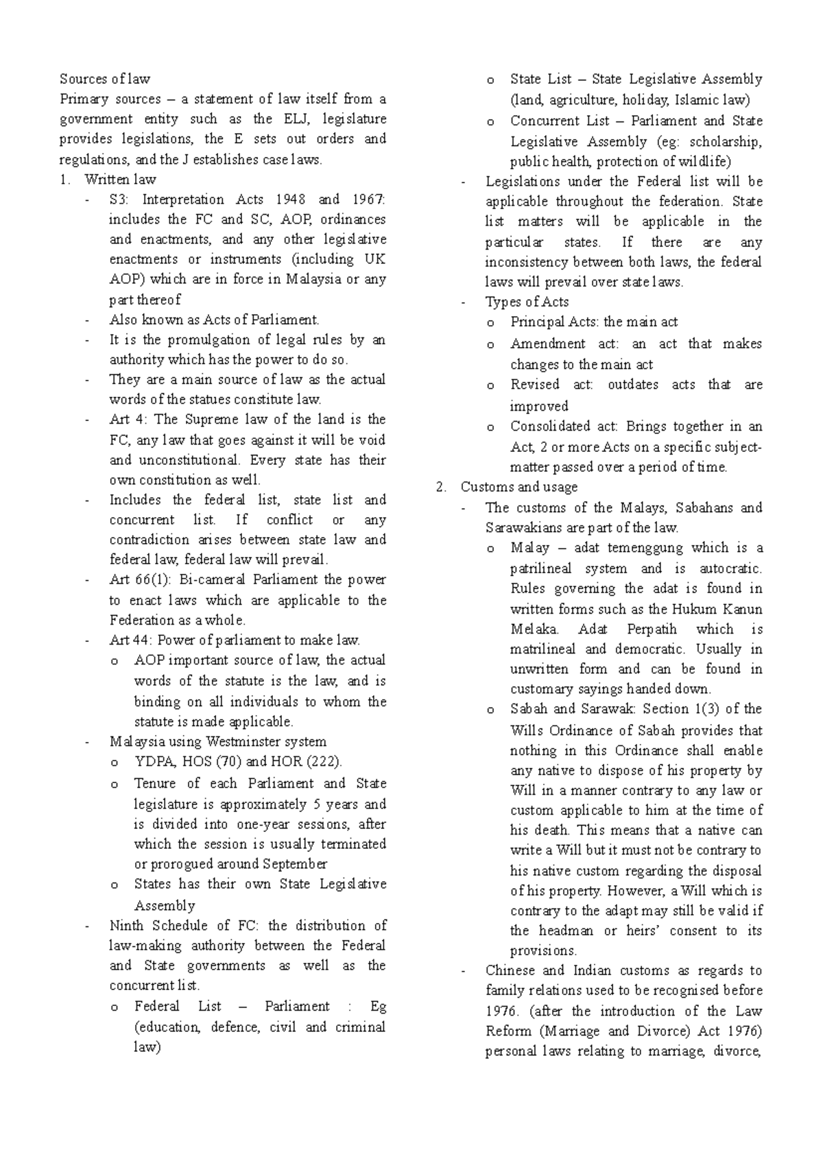 Chapter 1 - chap 1 - Sources of law Primary sources – a statement of ...