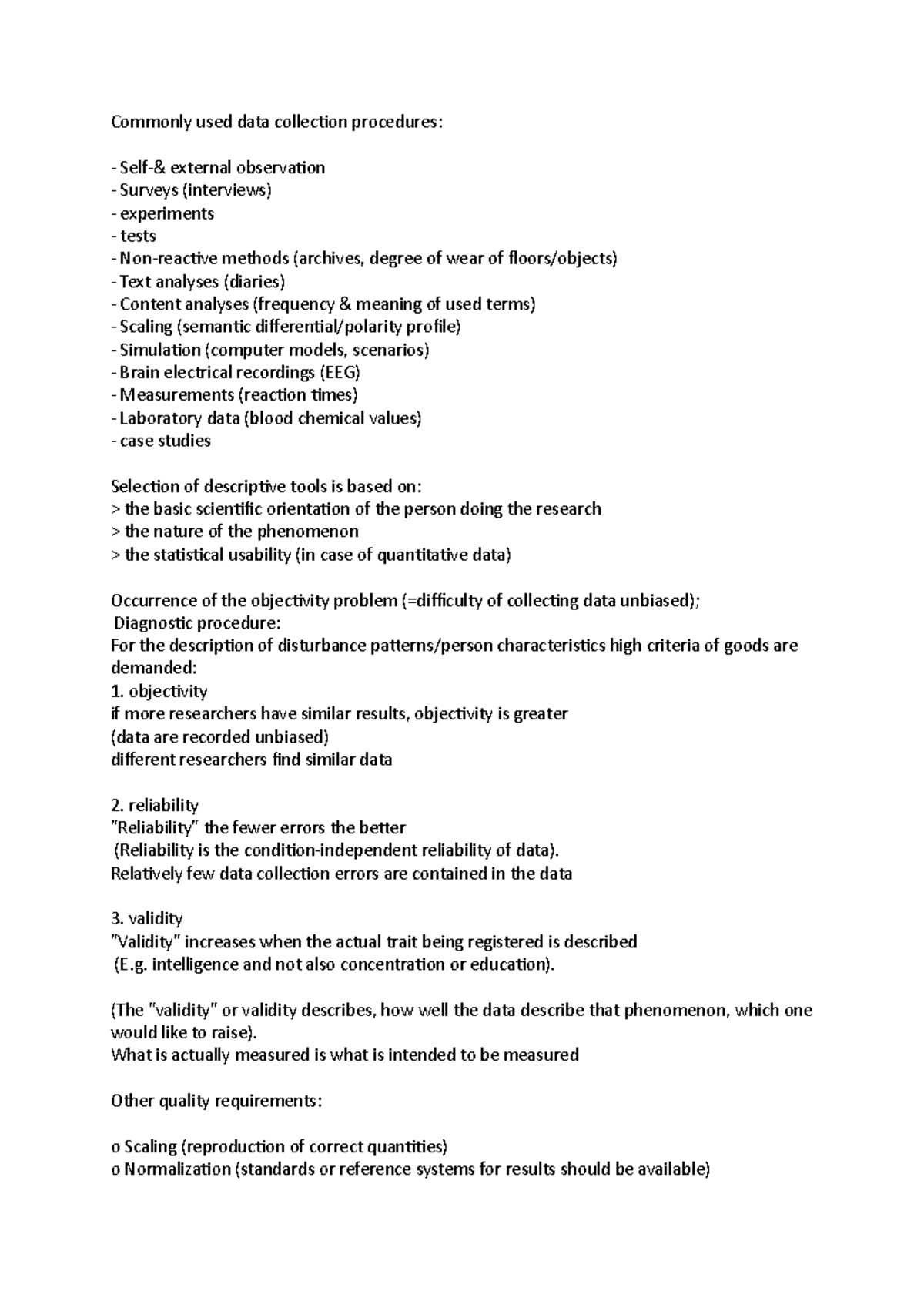 Commonly used data collection procedures - Commonly used data ...