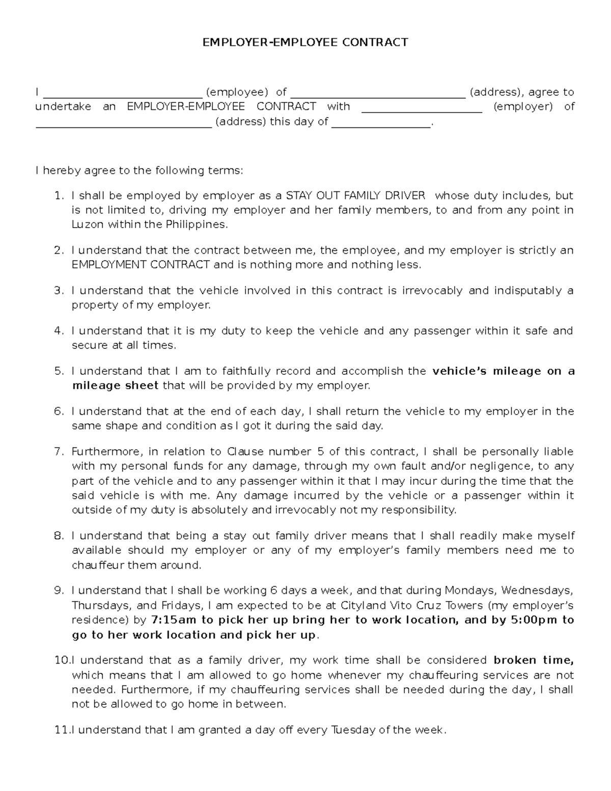 Employer employee contract driver pdf free - EMPLOYER-EMPLOYEE CONTRACT ...