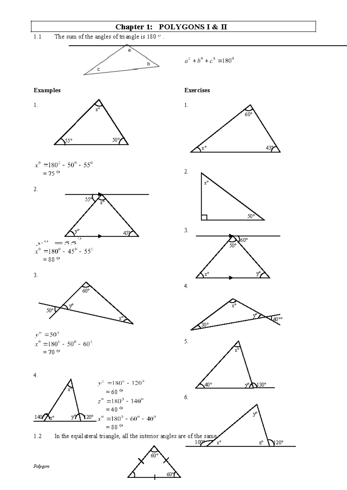 Chapter 1 i polygon enhance - 120° x° 140° z° y° Chapter 1: POLYGONS I ...