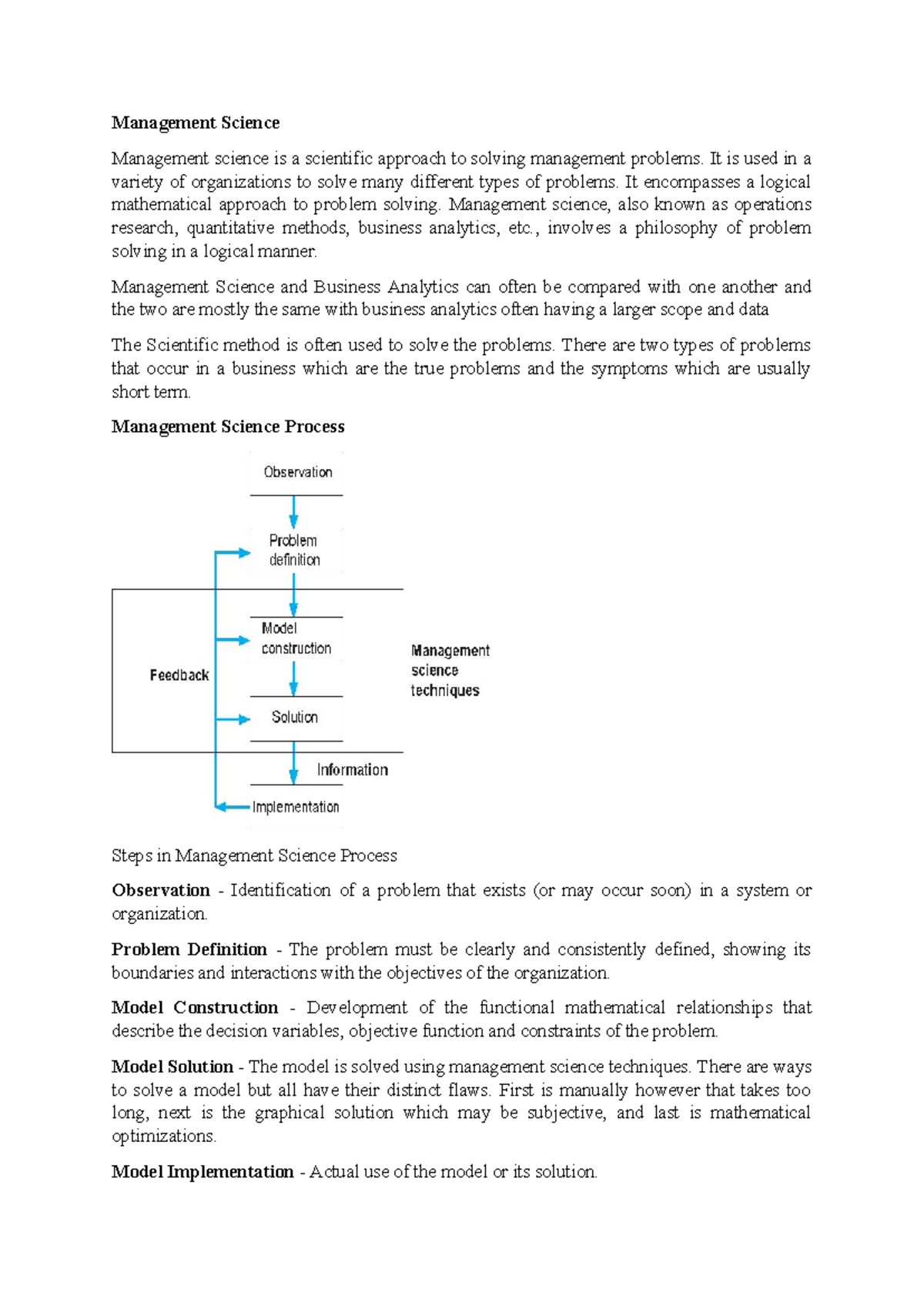 Management Science basics - Management Science Management science is a ...