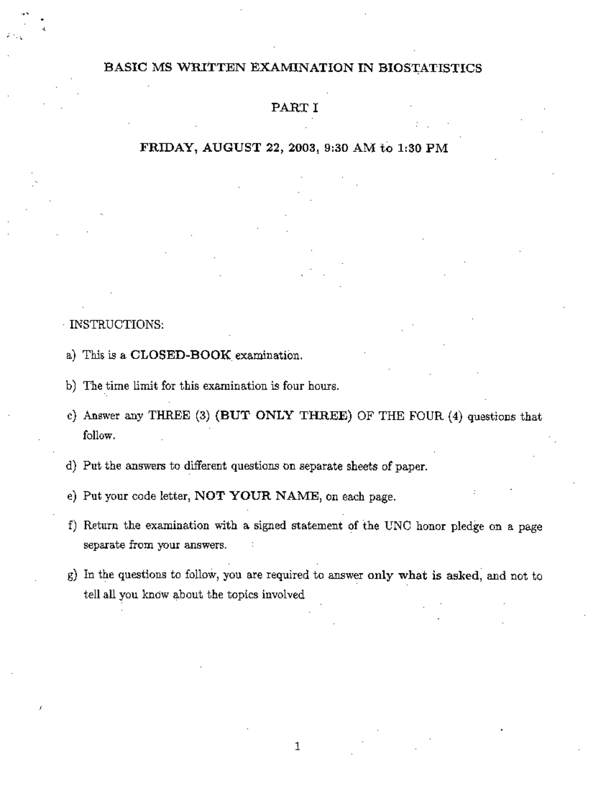MS Part1 2003 - Practice exam for qualifying exam - BASIC MS WRITTEN ...