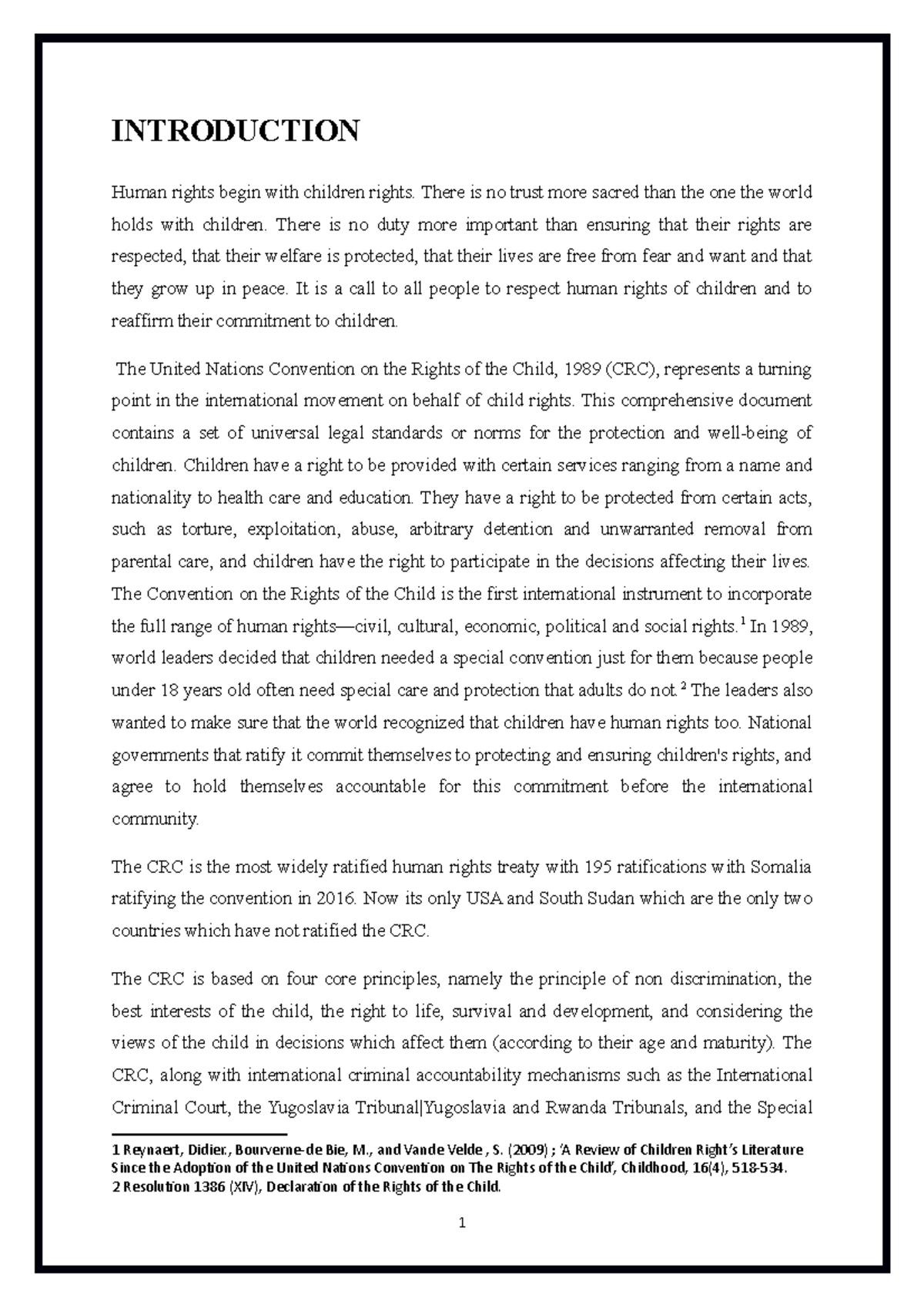 Child rights : important notes on rights of children - INTRODUCTION ...