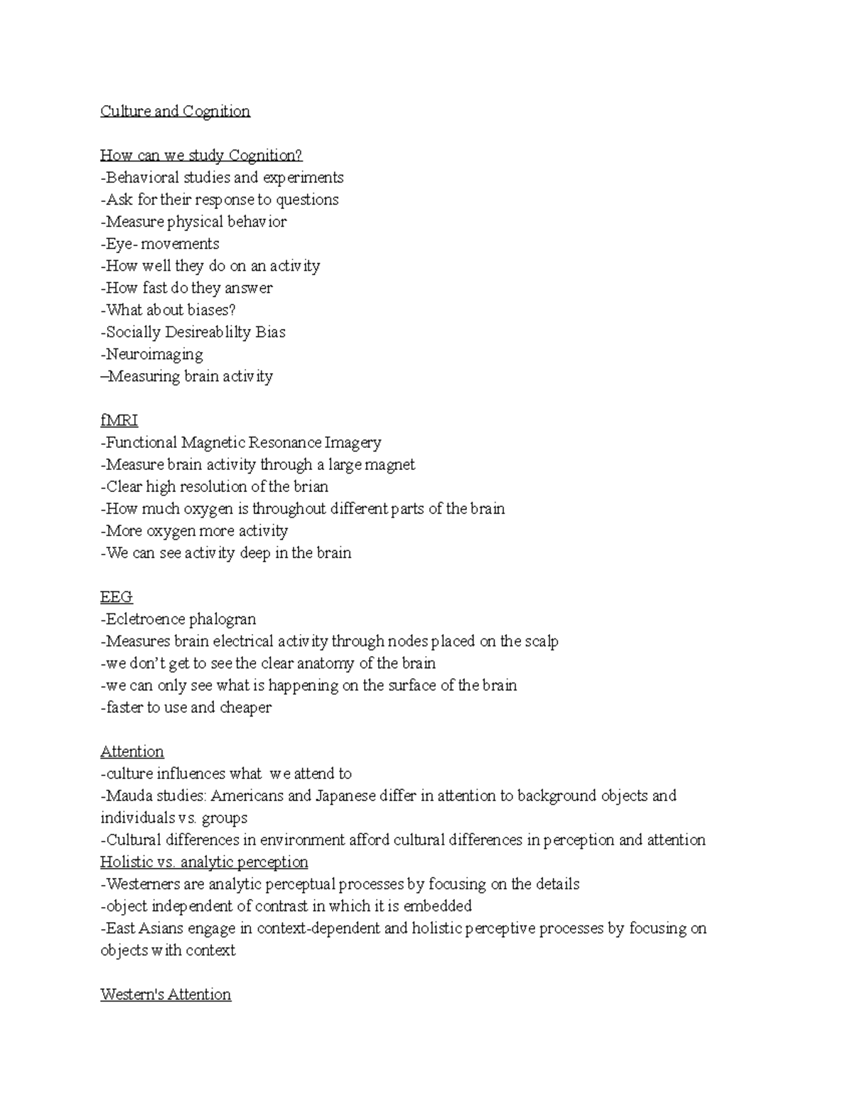 Cultre And Cognition Lecture Notes From An Online Course These Are Lecture Notes From