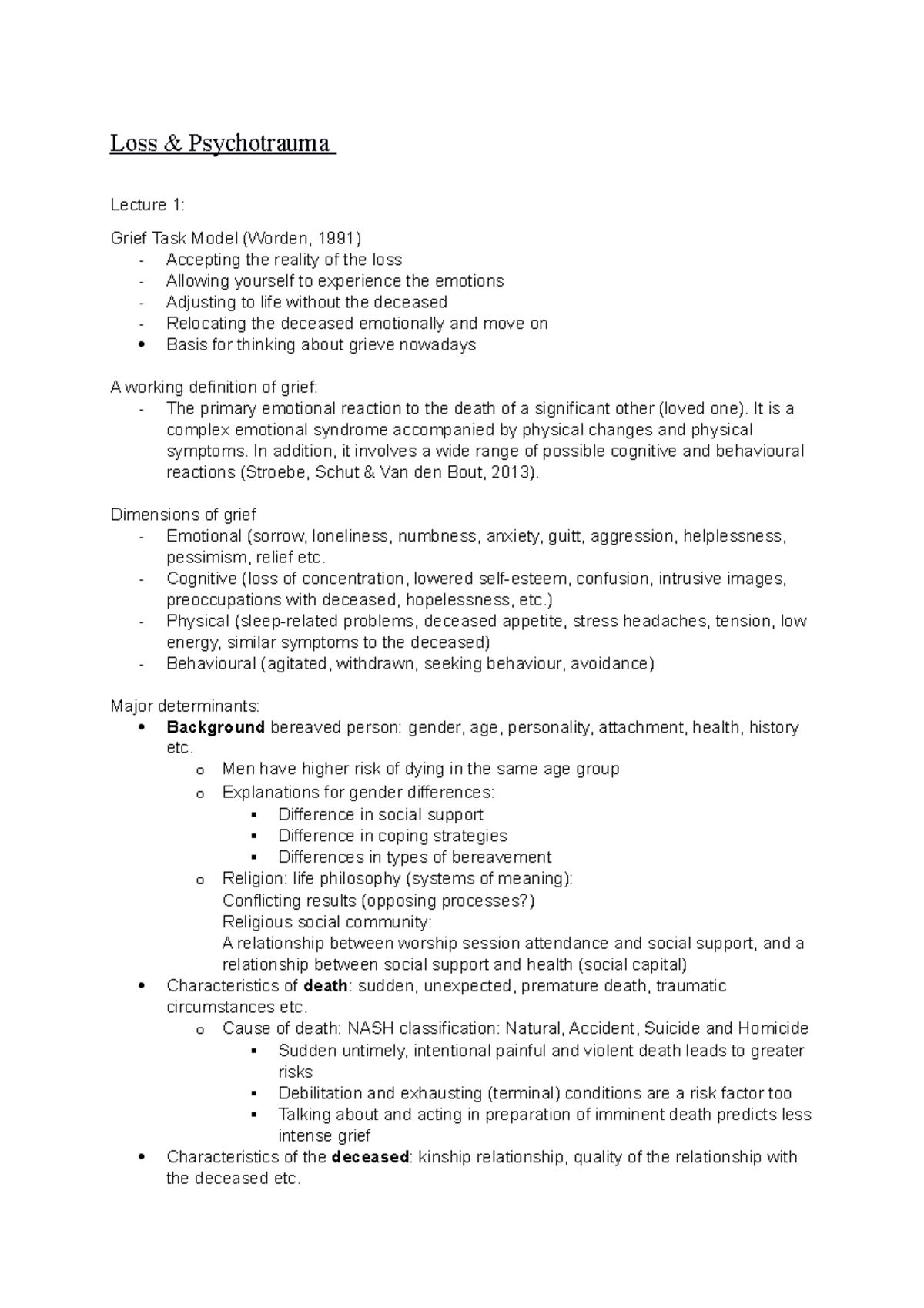 Autisme en ADHD - Loss & Psychotrauma Lecture 1: Grief Task Model ...