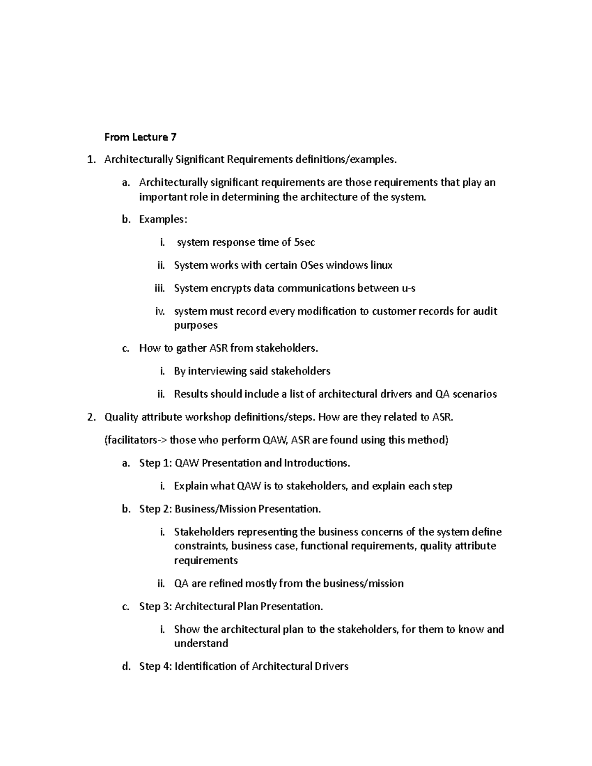 Software Architecture FInal exam notes - From Lecture 7 Architecturally ... Software Architecture FInal exam notes - From Lecture 7 Architecturally ...