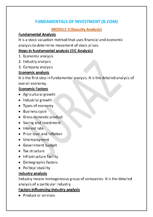 Fundamentals of investment- Module IV - FUNDAMENTALS OF INVESTMENT ...