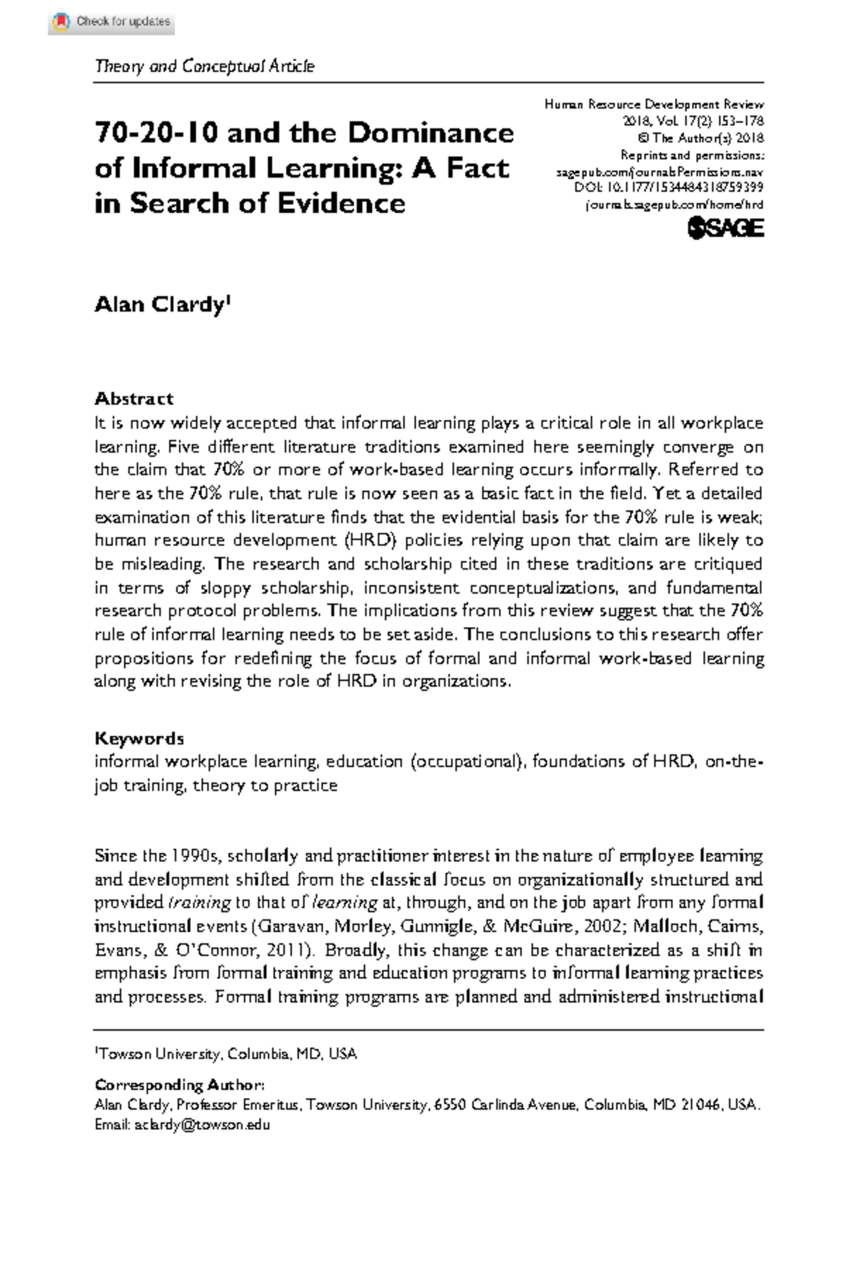 Clardy, A. (2018 ) - HRD - doi/10.1177/ Human Resource Development ...