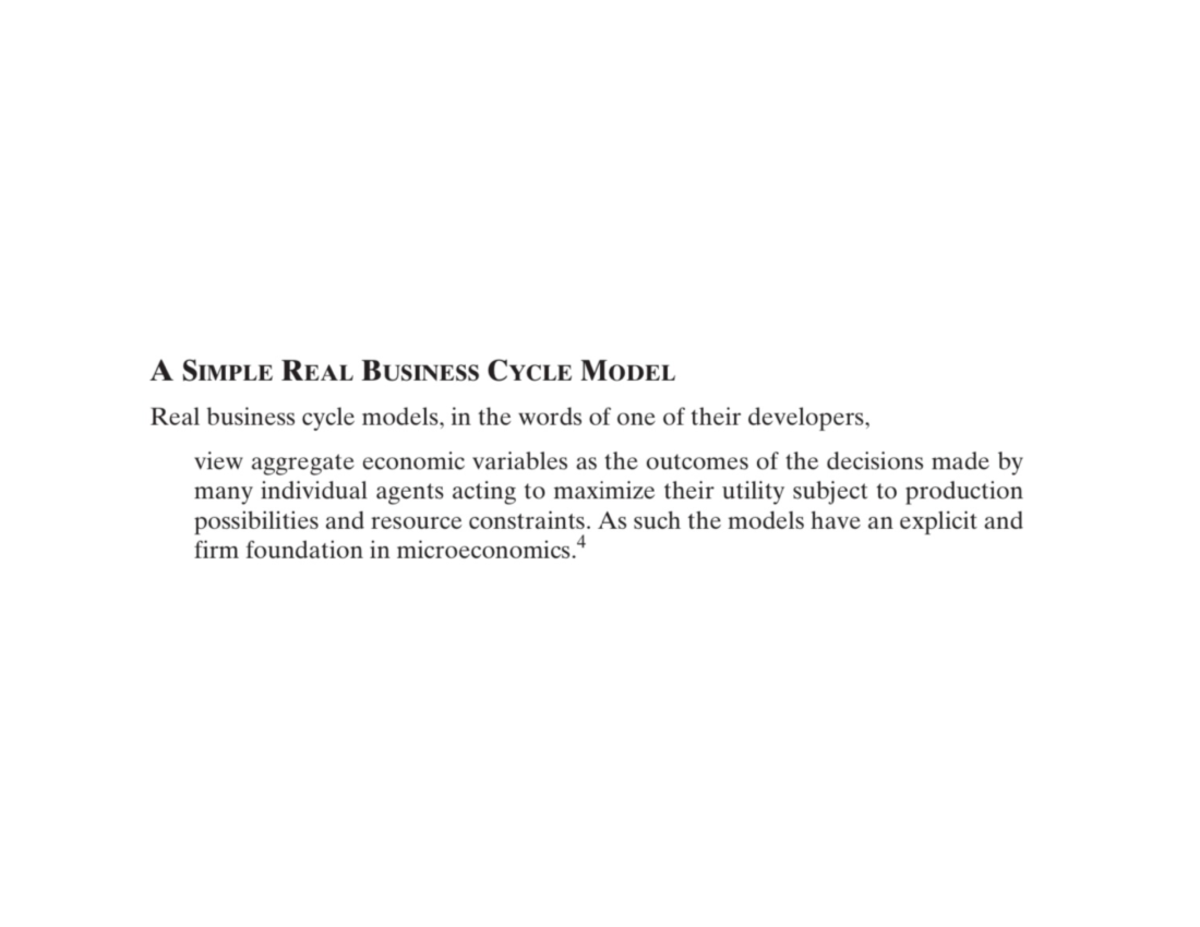 A Simple REAL Business Cycle Model - MACRO ECONOMICS - Studocu