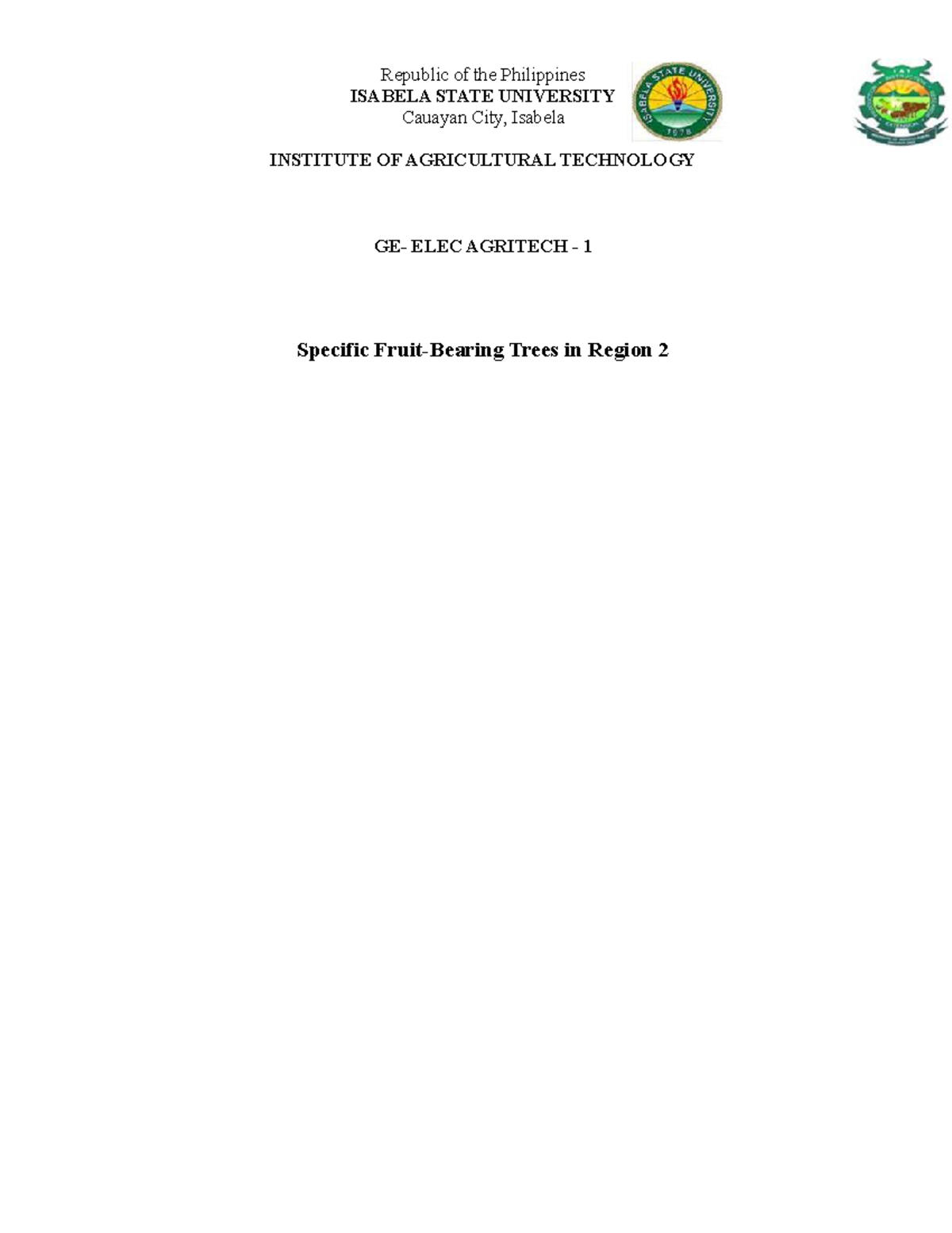 Colcol - review well - Republic of the Philippines ISABELA STATE UNIVERSITY Cauayan City ...