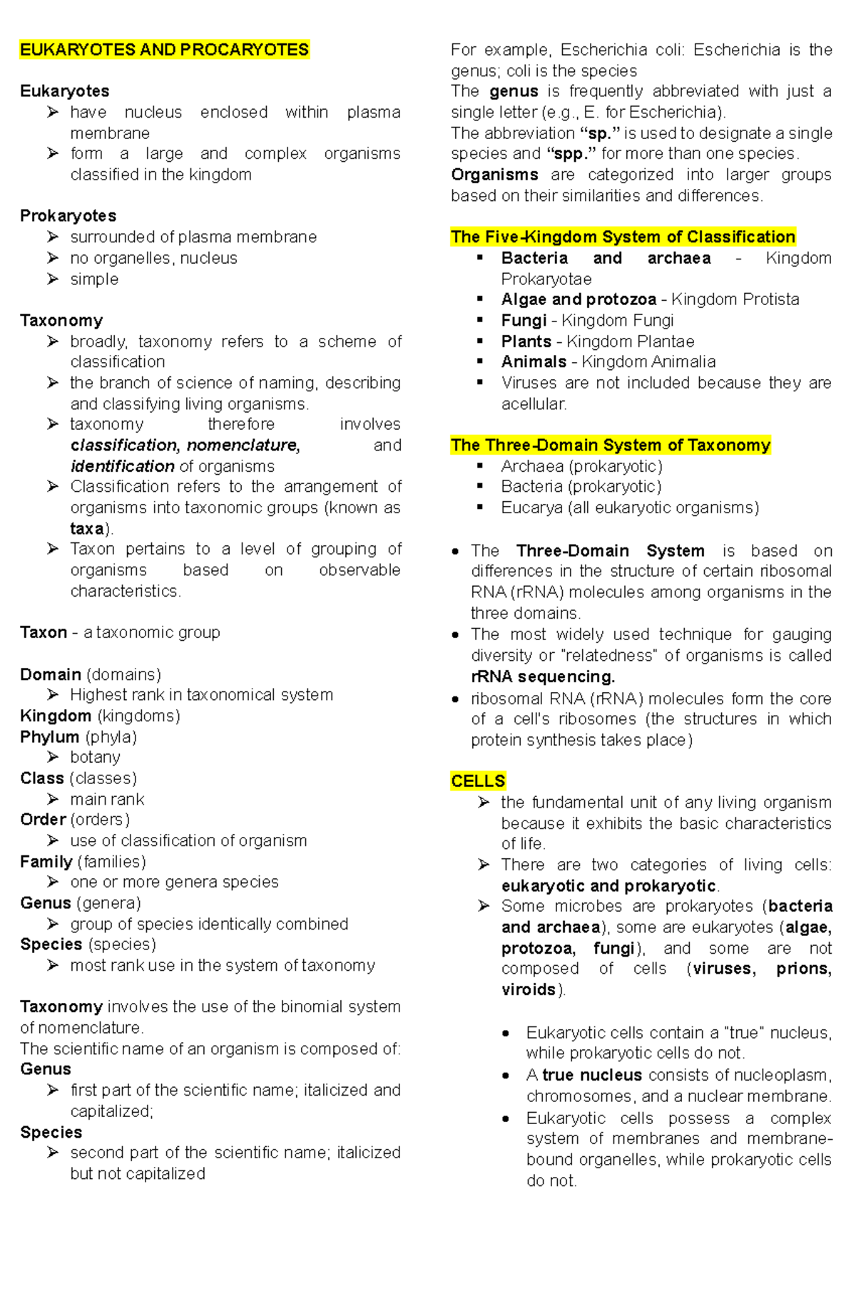 Reviewer Eukaryotes AND Procaryotes lesson in microbiology - EUKARYOTES ...