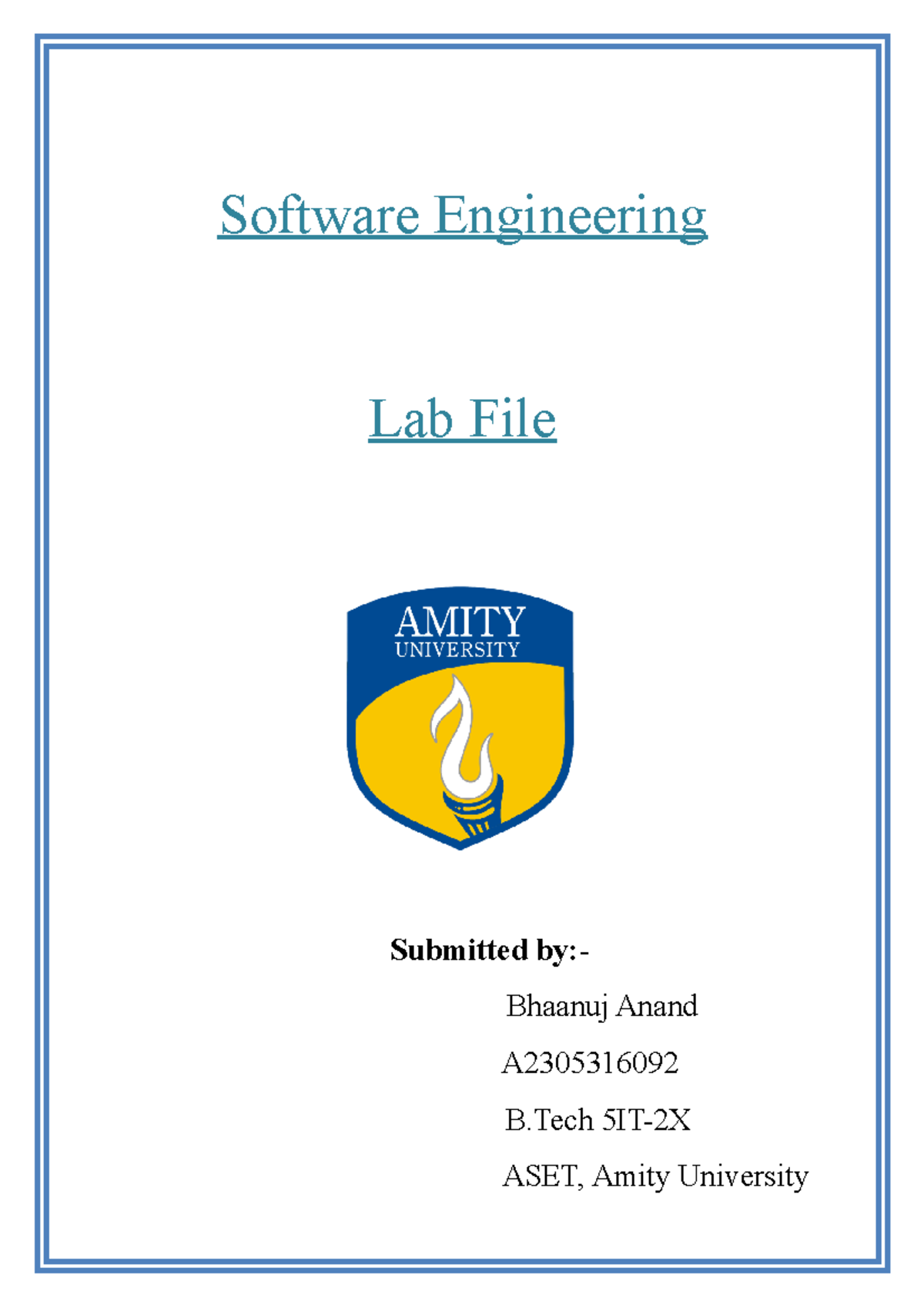 File - File for submission - Software Engineering Lab File Submitted by ...