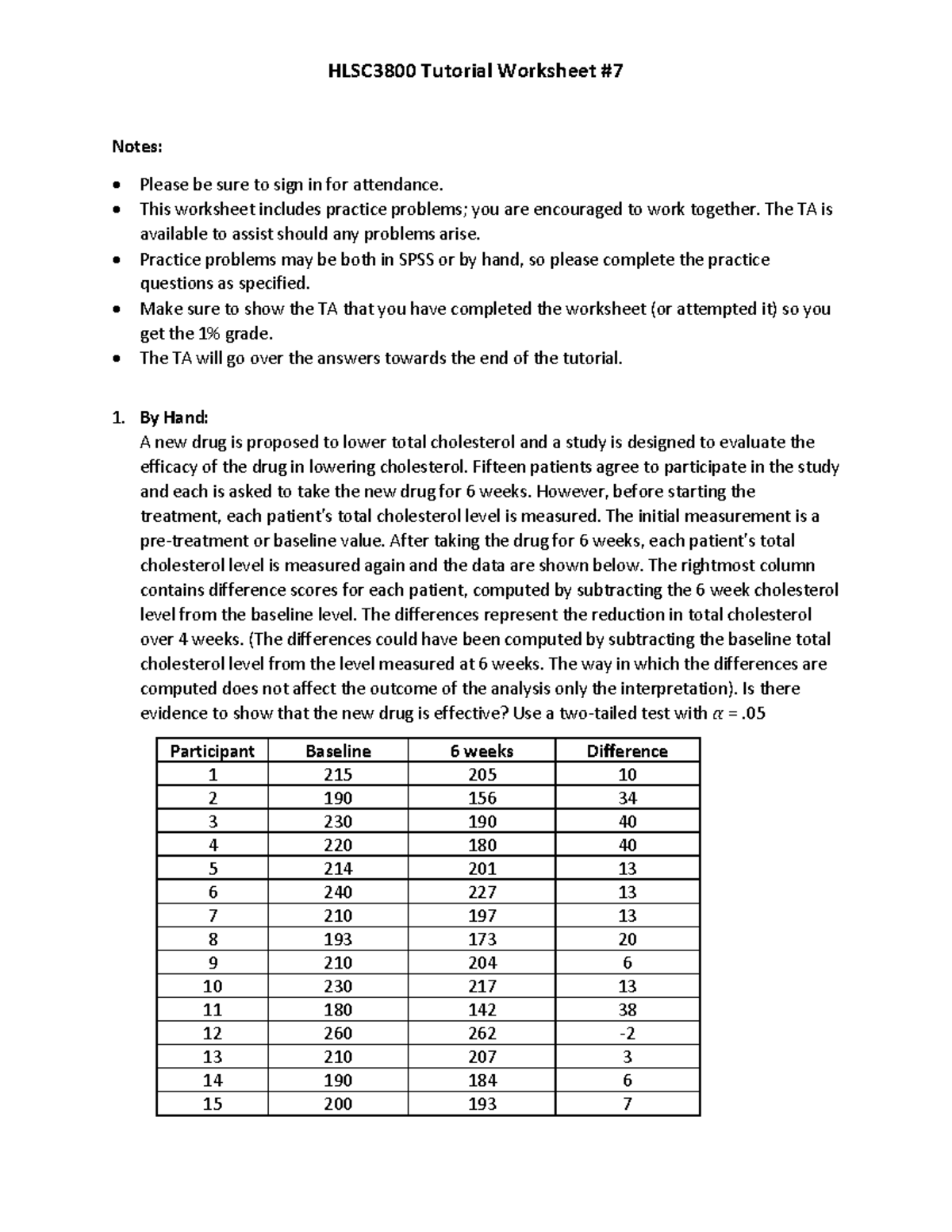 Tutorial 7 - HLSC3800 Tutorial Worksheet Notes: Please be sure to sign ...