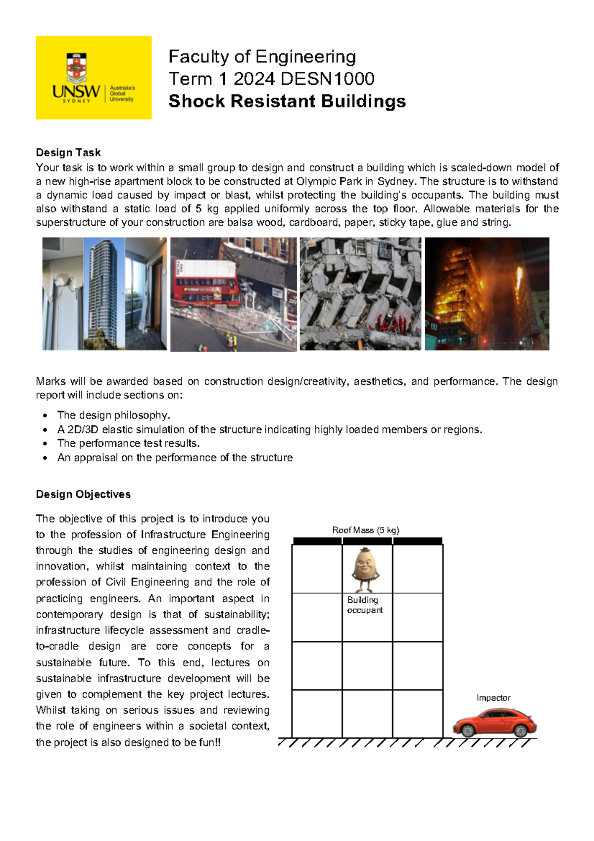 Shock Resistant Buildings T1 2024 - Design Task Your task is to work ...