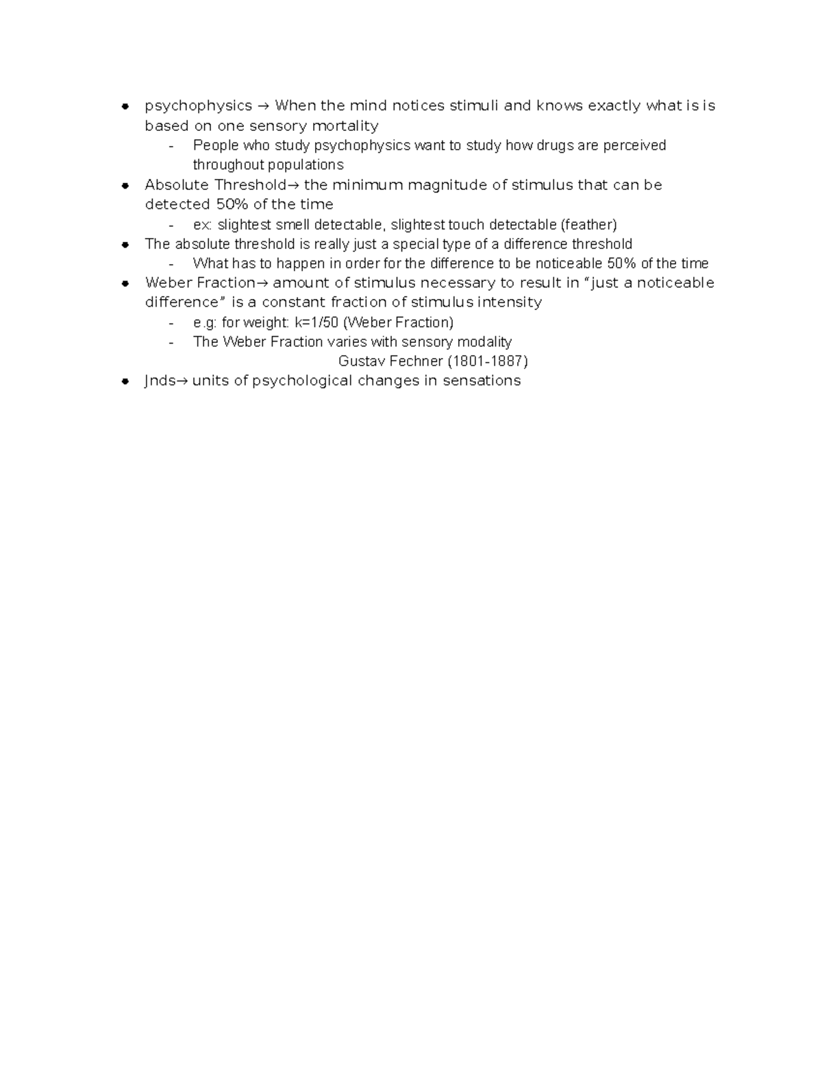 PSY 113 10 13 - Notes for 10/13/2020 - psychophysics → When the mind ...