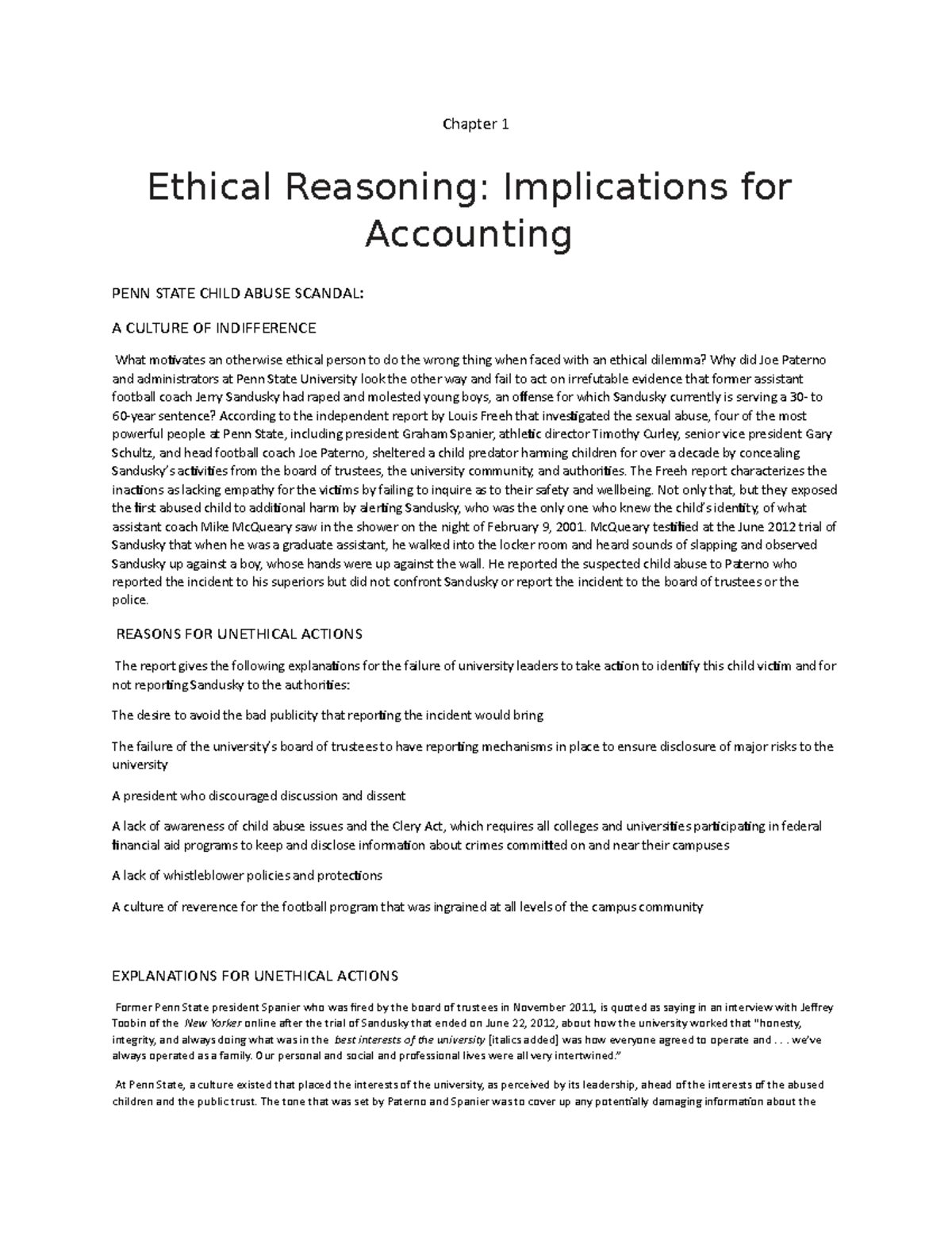 Chapter 1 Accounting Ethics - Chapter 1 Ethical Reasoning: Implications ...