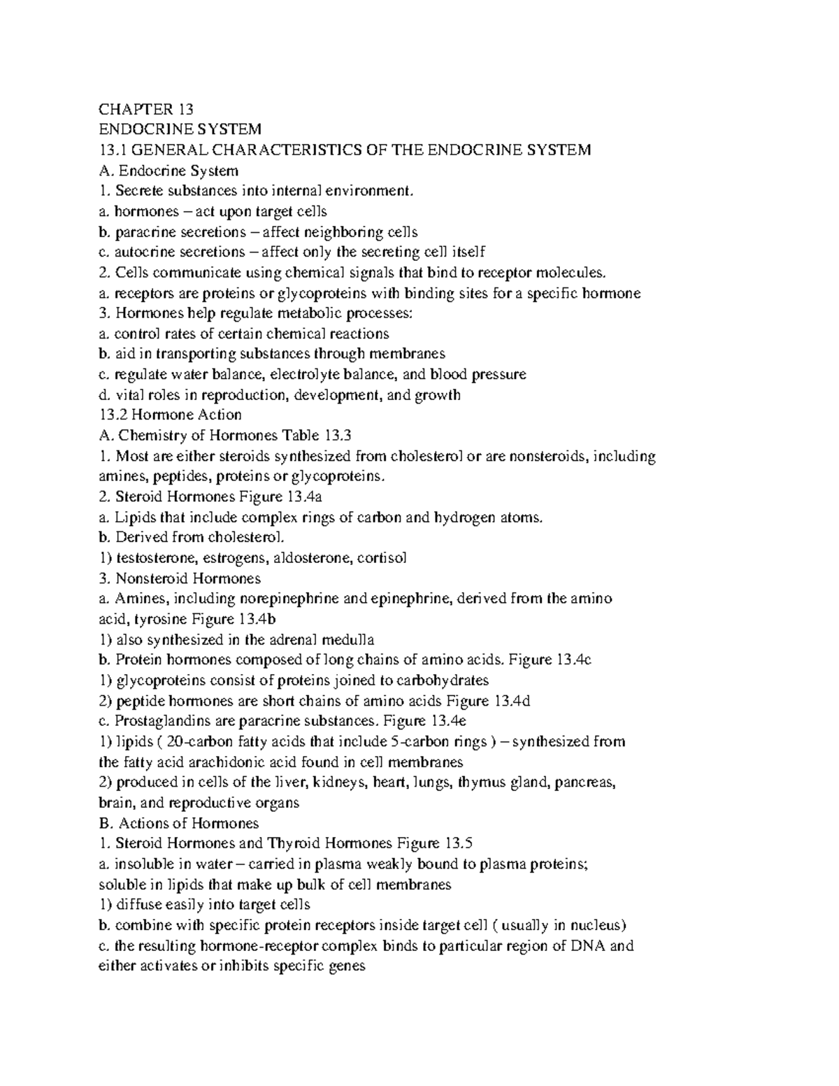 AP II CH 13 - Lecture notes 1-2 - CHAPTER 13 ENDOCRINE SYSTEM 13 ...