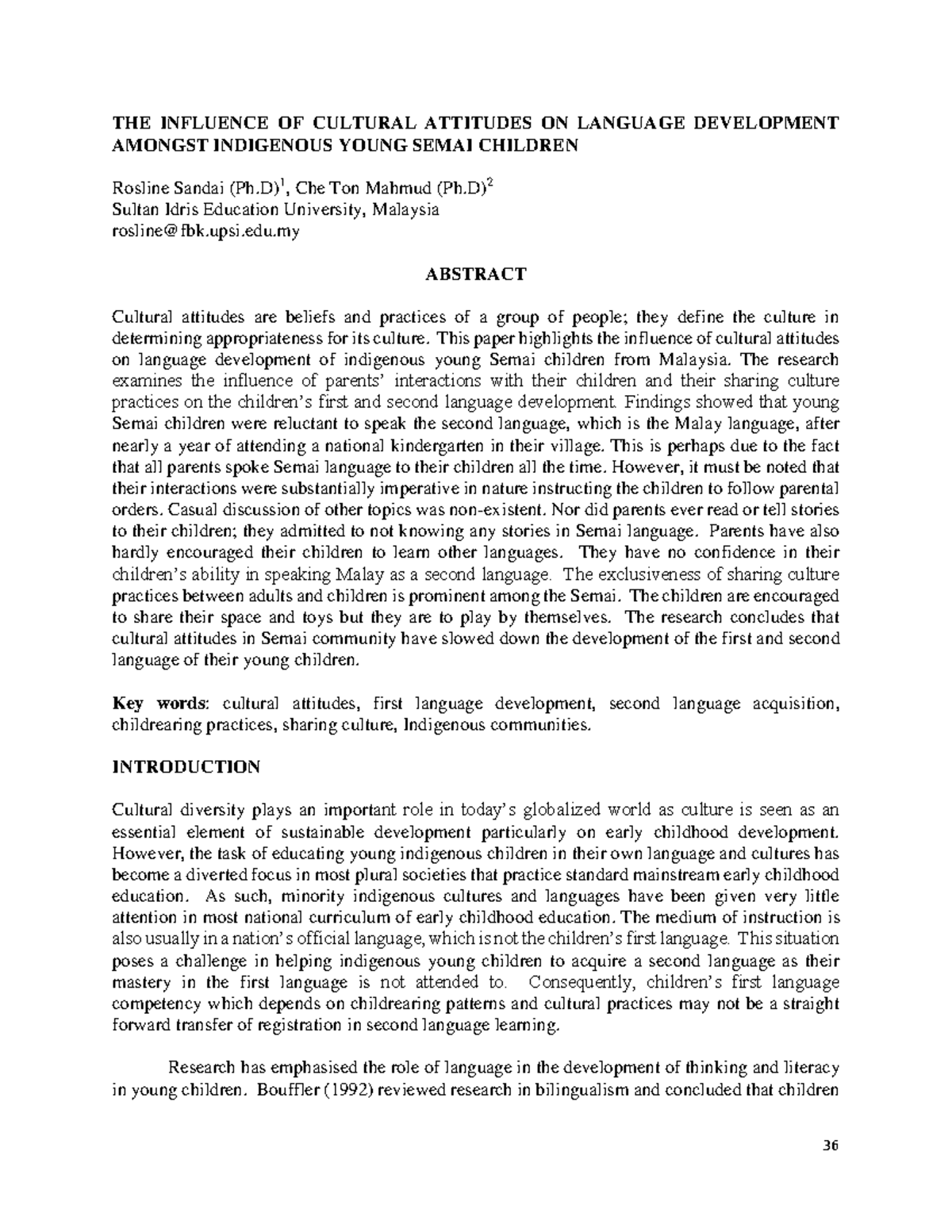 THE Influence OF Cultural Attitudes ON Language Development Amongst ...