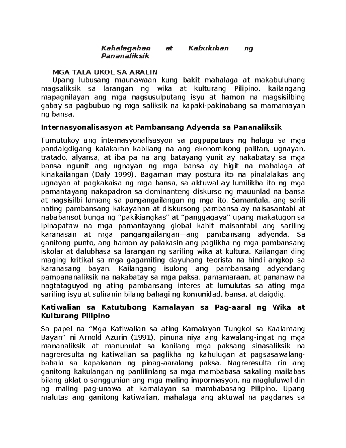 -Template- Gawain 1&2 Pananaliksik - Kahalagahan at Kabuluhan ng ...