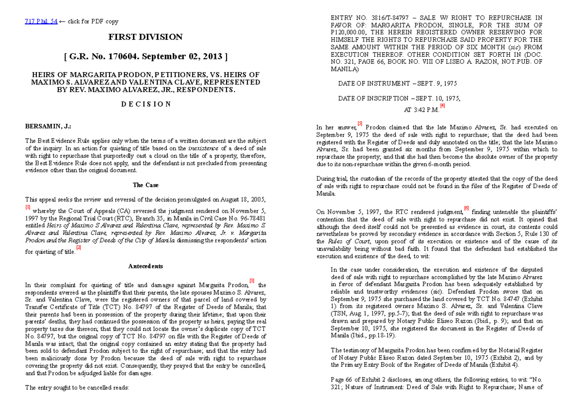 Prodon vs alvarez - sfesfewsef - 717 Phil. 54 ← click for PDF copy ...