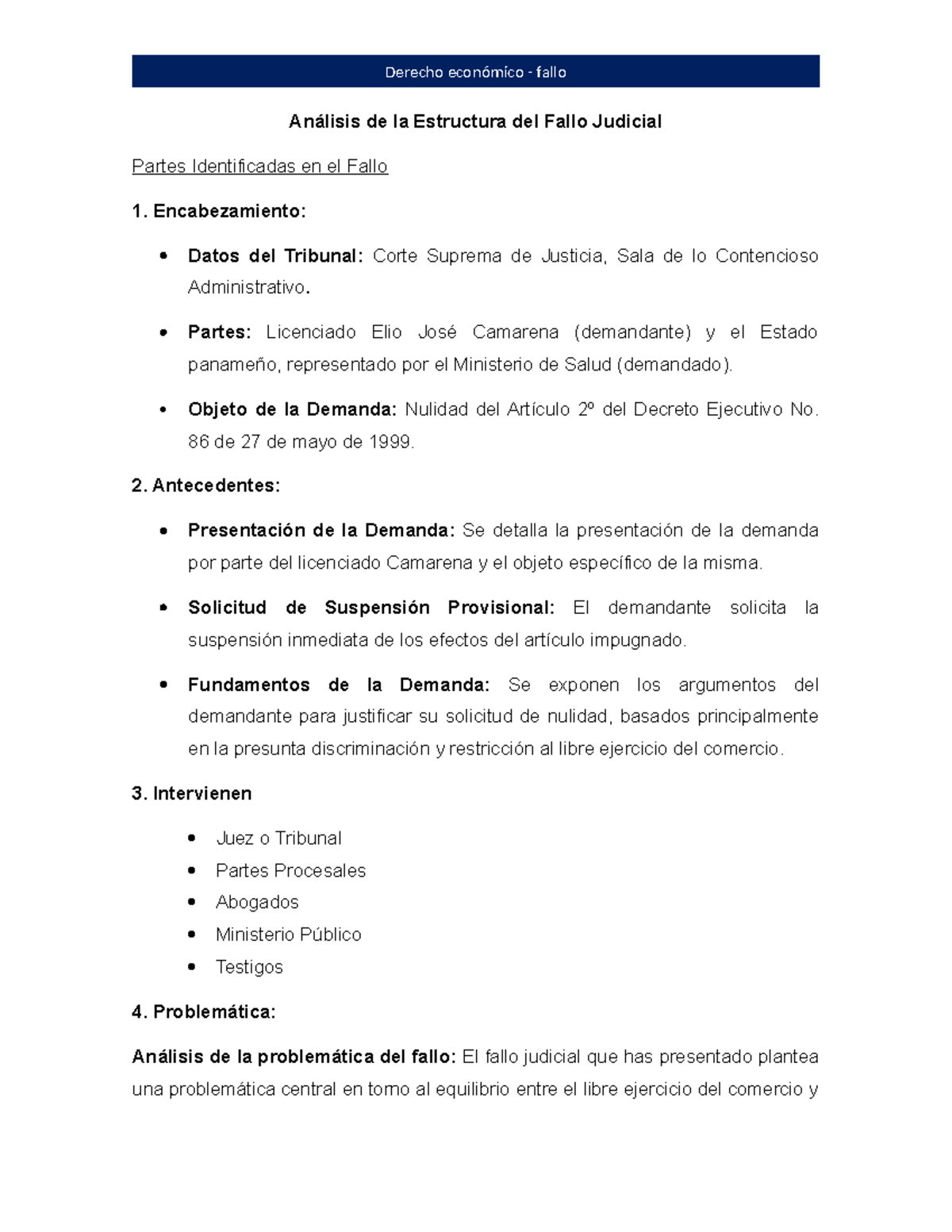 Análisis de la Estructura del Fallo Judicial - Derecho Económico ...
