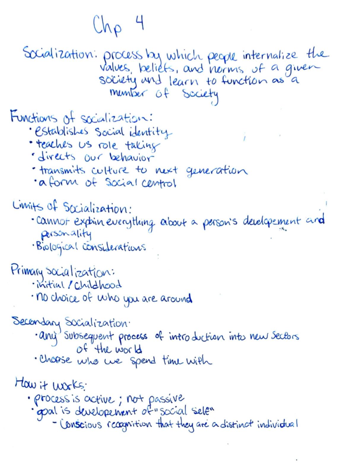 Sociology - Chapter 4 - Chp 4 Socialization process by which people ...